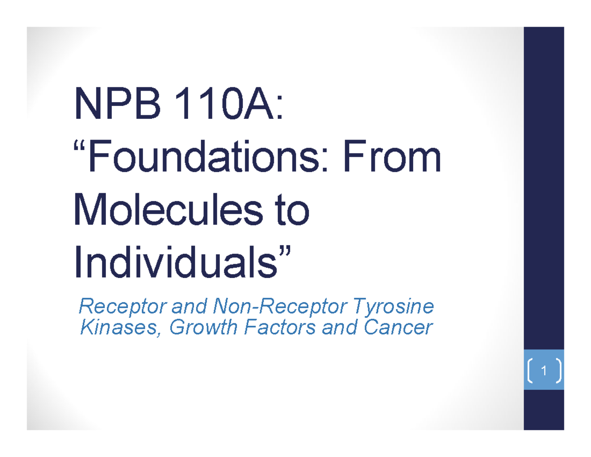 Receptor Tyrosine Kinases in Cancer: NPB 110A Lecture Notes - NPB 110A ...