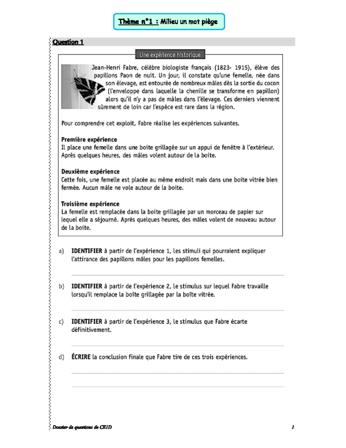 Sciences CE1D : Expériences et Observations sur les Stimuli - Studocu