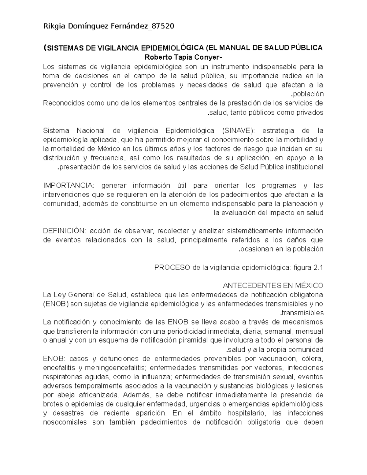 Importancia y Estructura del Sistema Nacional de Vigilancia ...