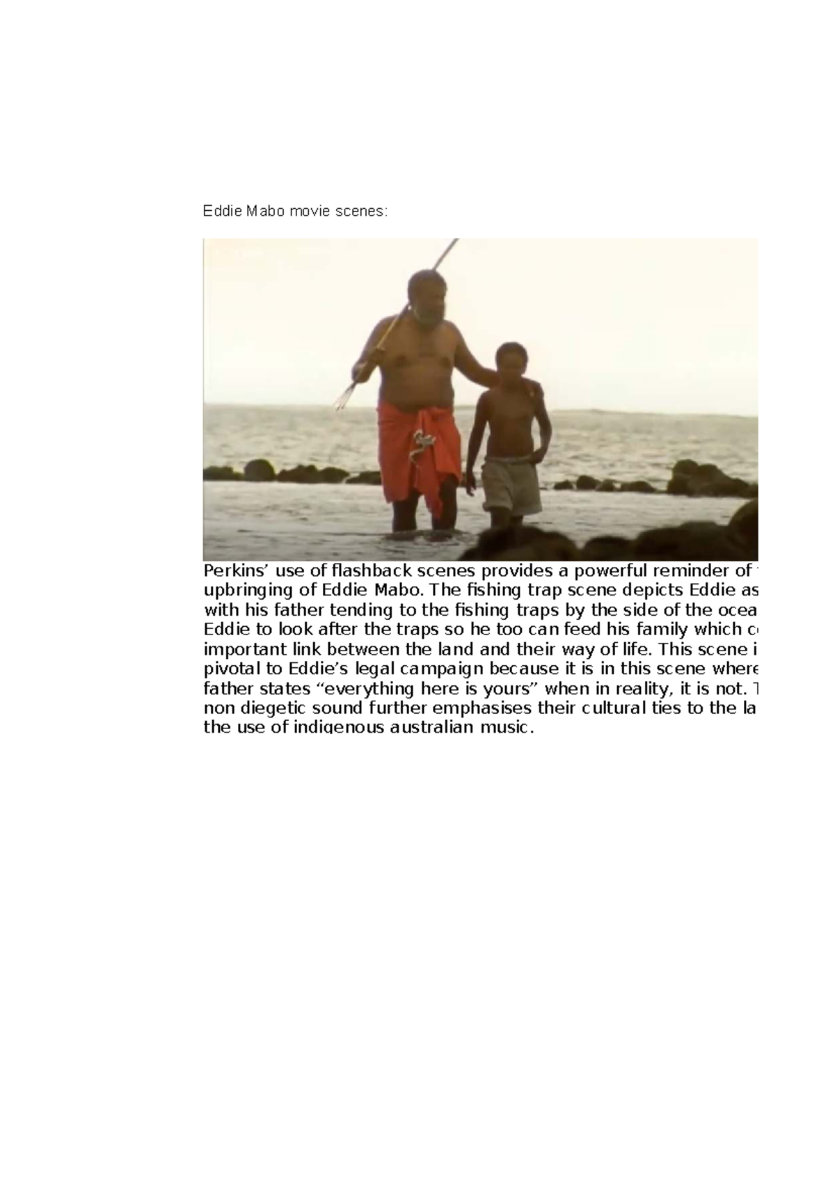 Eddie Mabo Scene Analysis 2: Flashbacks and Cultural Ties to Land - Studocu