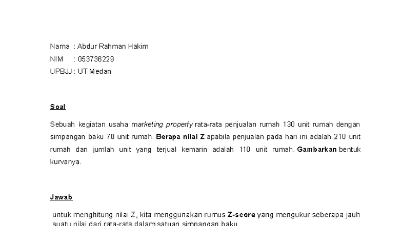 Diskusi 8: Analisis Z-Score Penjualan Rumah dalam Statistika Ekonomi ...