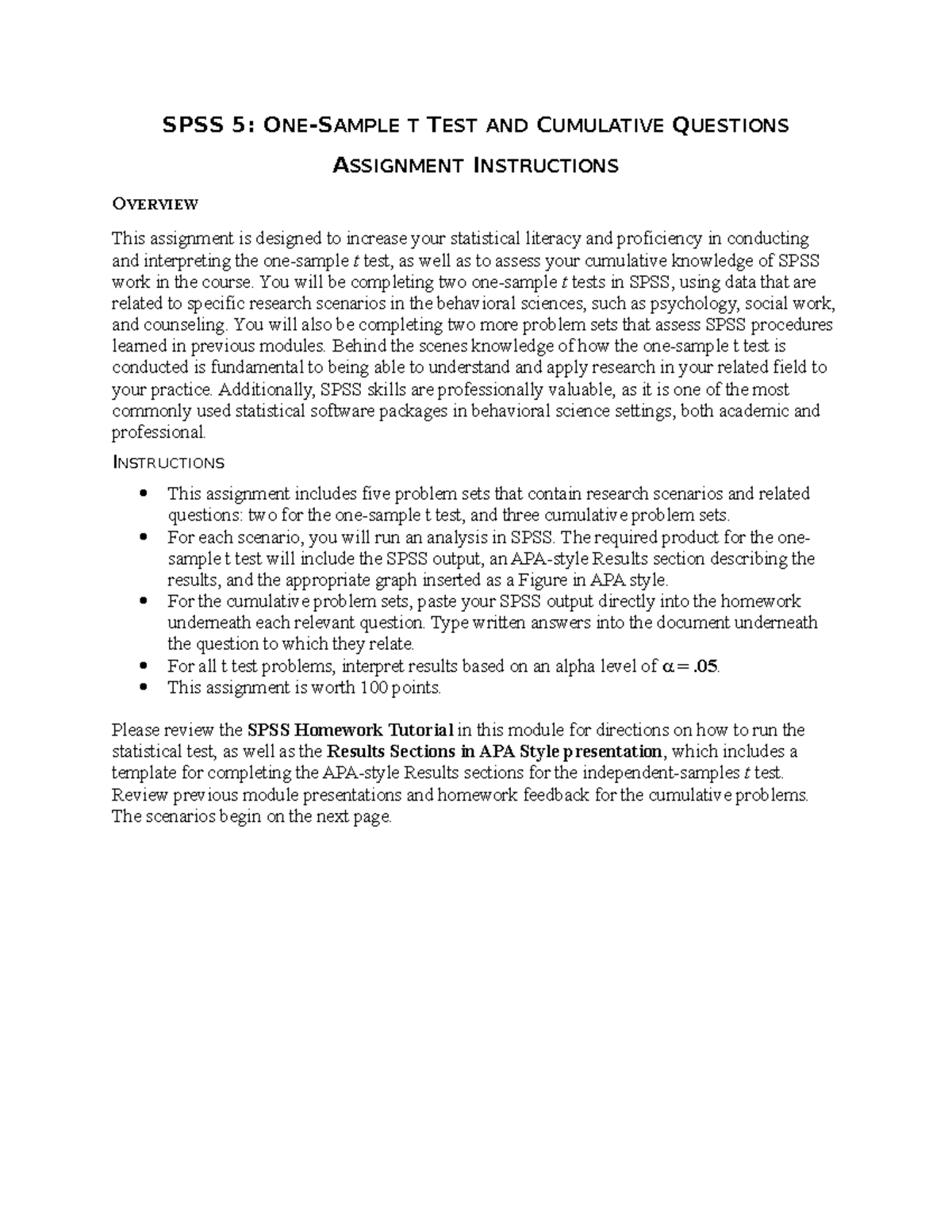 PSY354 Module 8 SPSS one sample t test and cumulative questions ...