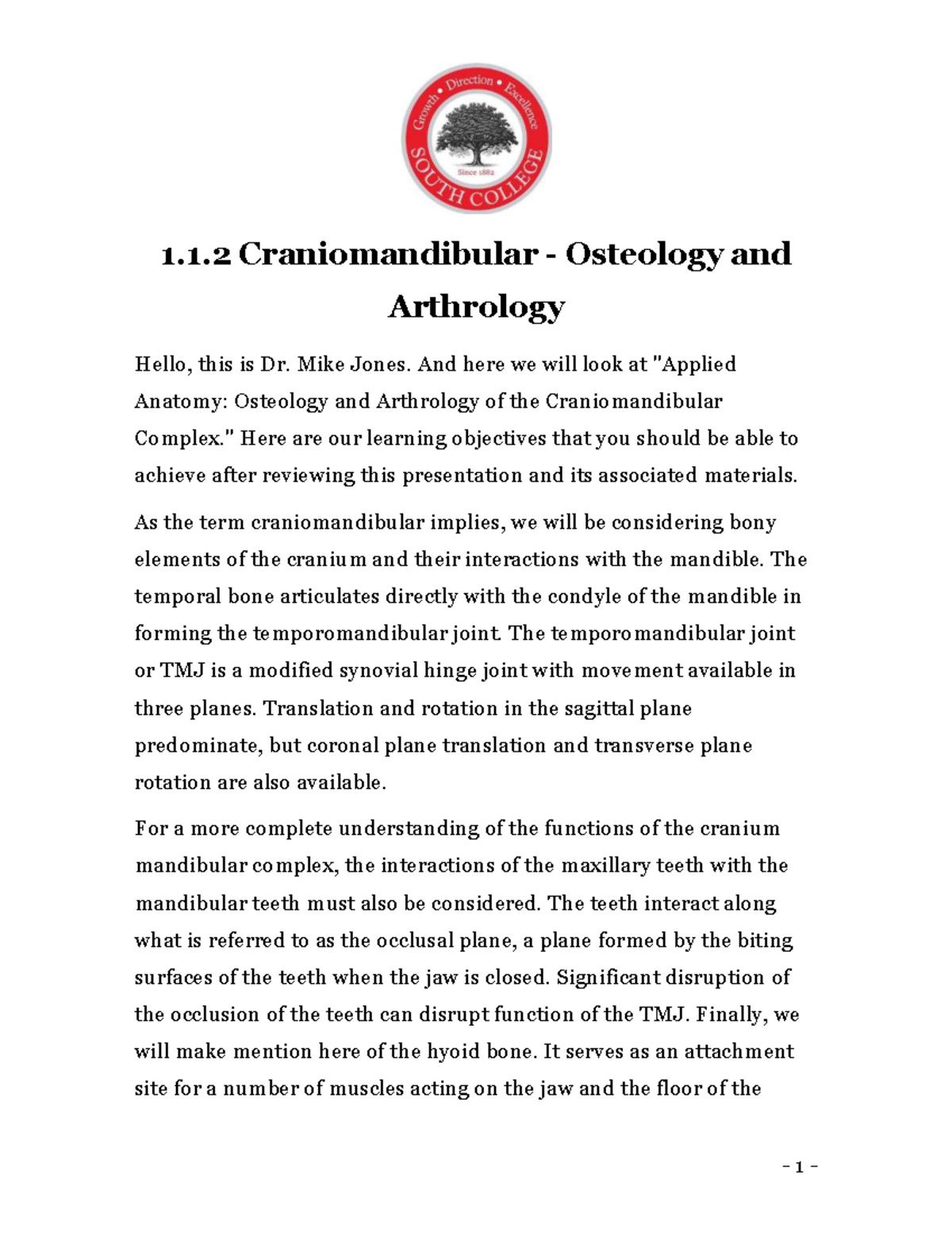 Applied Anatomy: Osteology & Arthrology of the Craniomandibular Complex ...