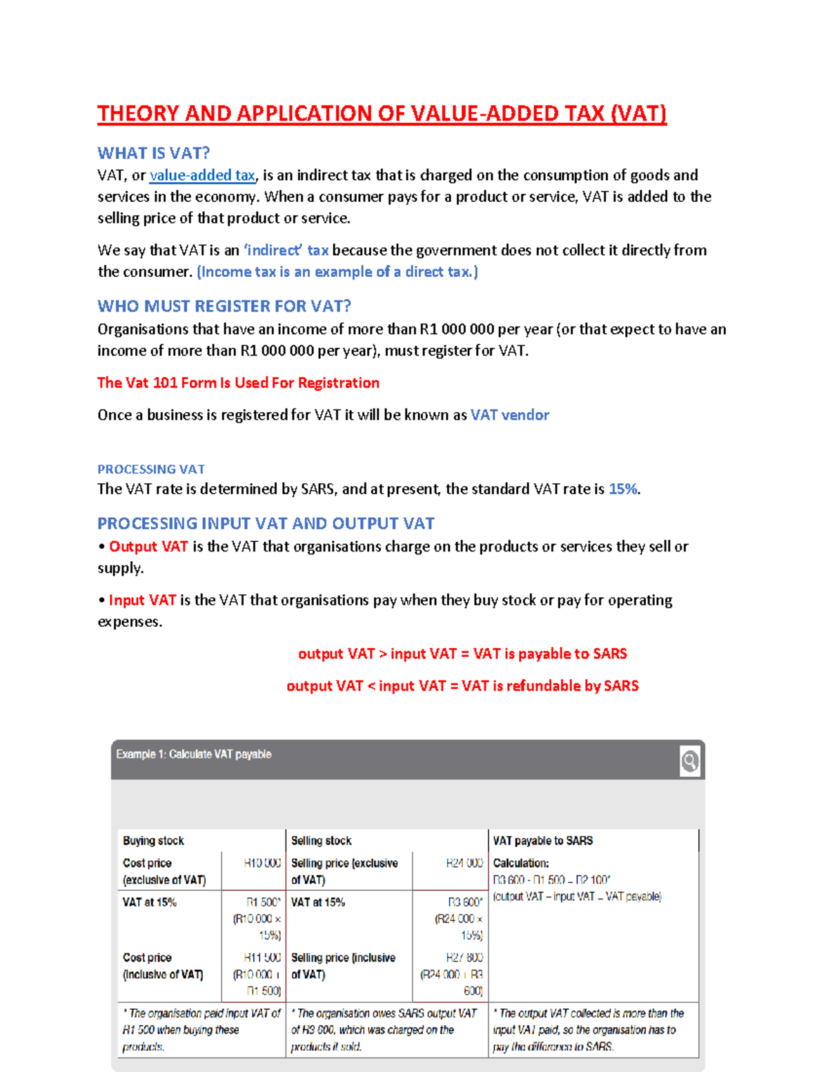 VAT Notes - THEORY AND APPLICATION OF VALUE-ADDED TAX (VAT) WHAT IS VAT ...
