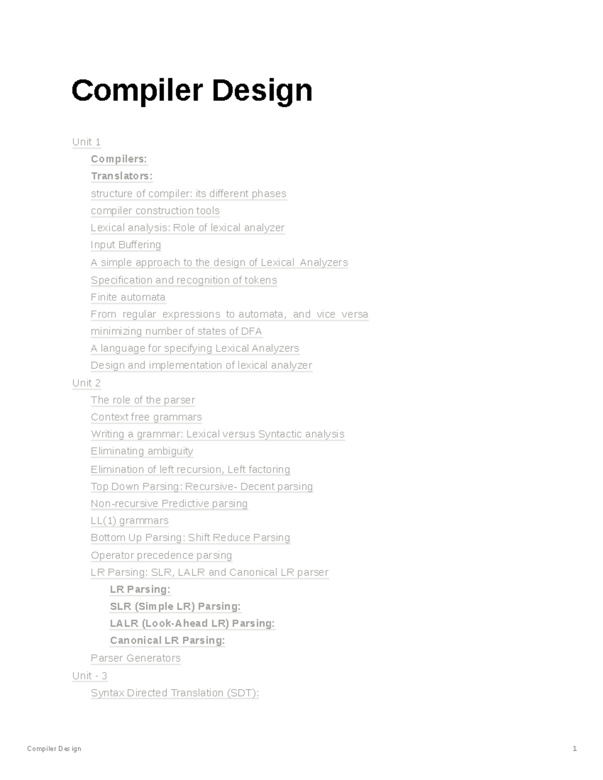 End Sem CD - Comprehensive Compiler Design Notes - Studocu