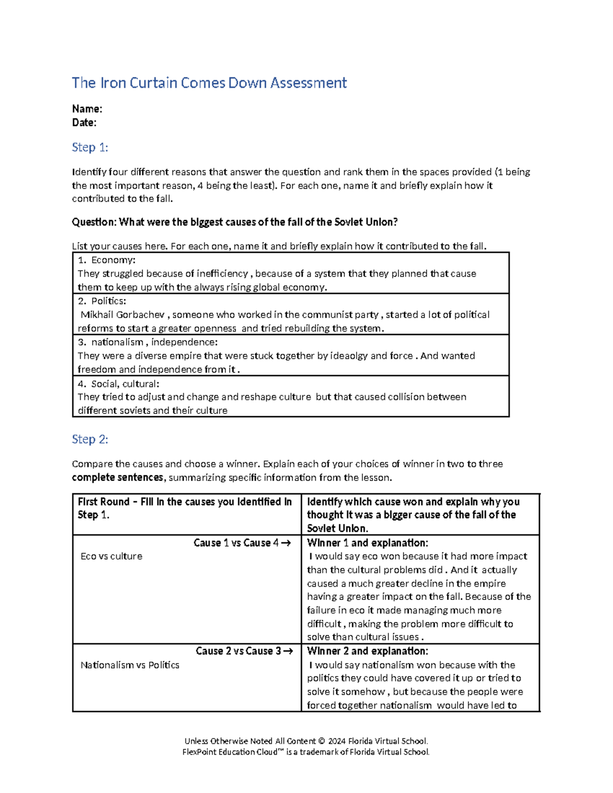 Causes of the Fall of the Soviet Union - Assessment (Hist 101) - Studocu