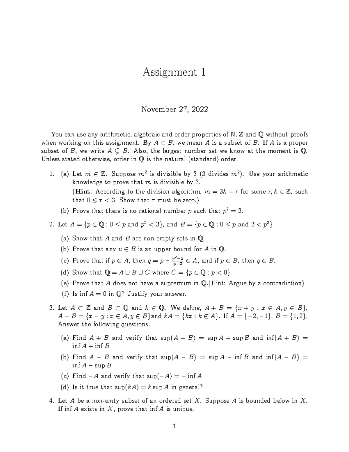 Assignment 1 PM1013 - Arithmetic and Set Theory Exercises - Studocu