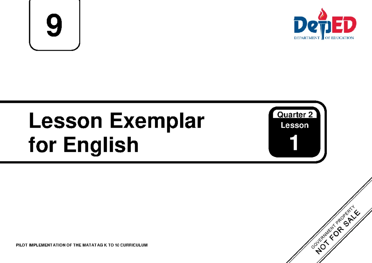 Q2 LE English 9 Lesson Exemplar: Week 7 Activities and Insights - Studocu