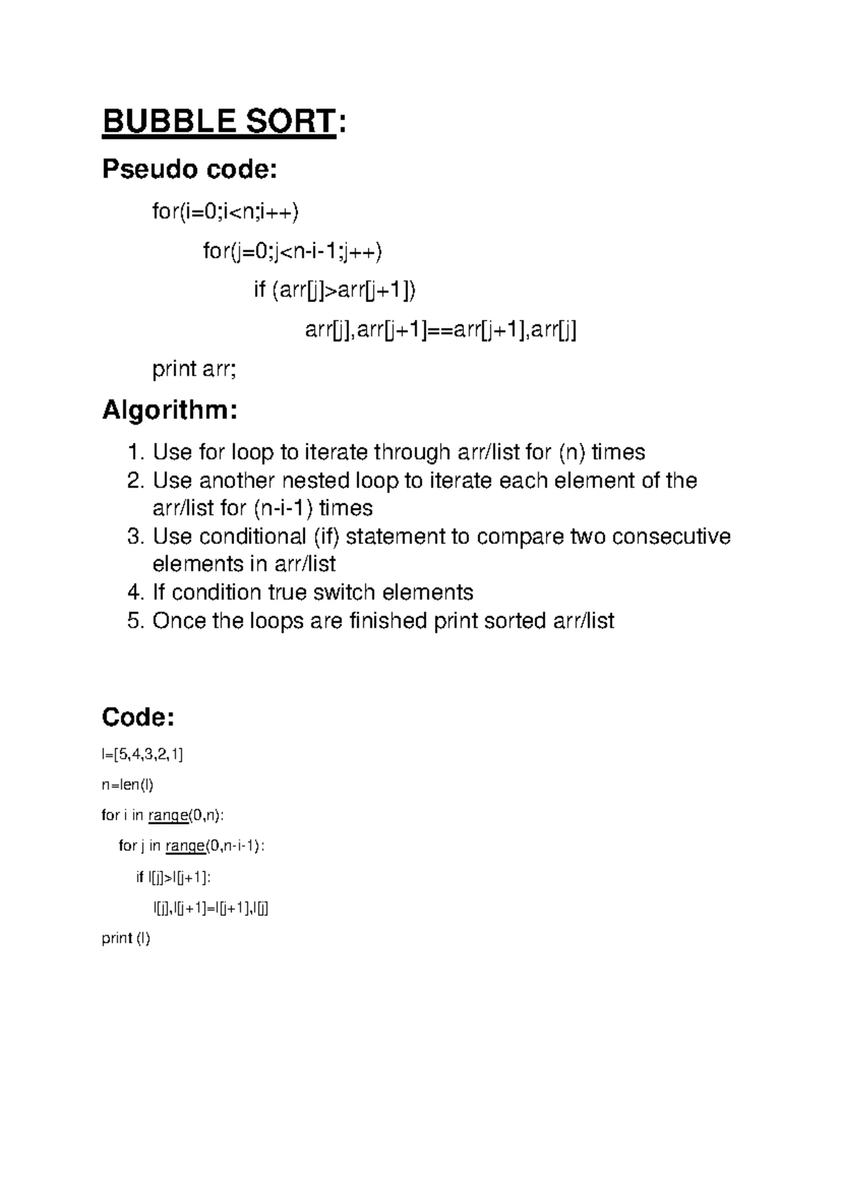 DATA STRUCTURES USING PYTHON LAB MANUAL B.TECH II SEM (R20A0503) - Studocu