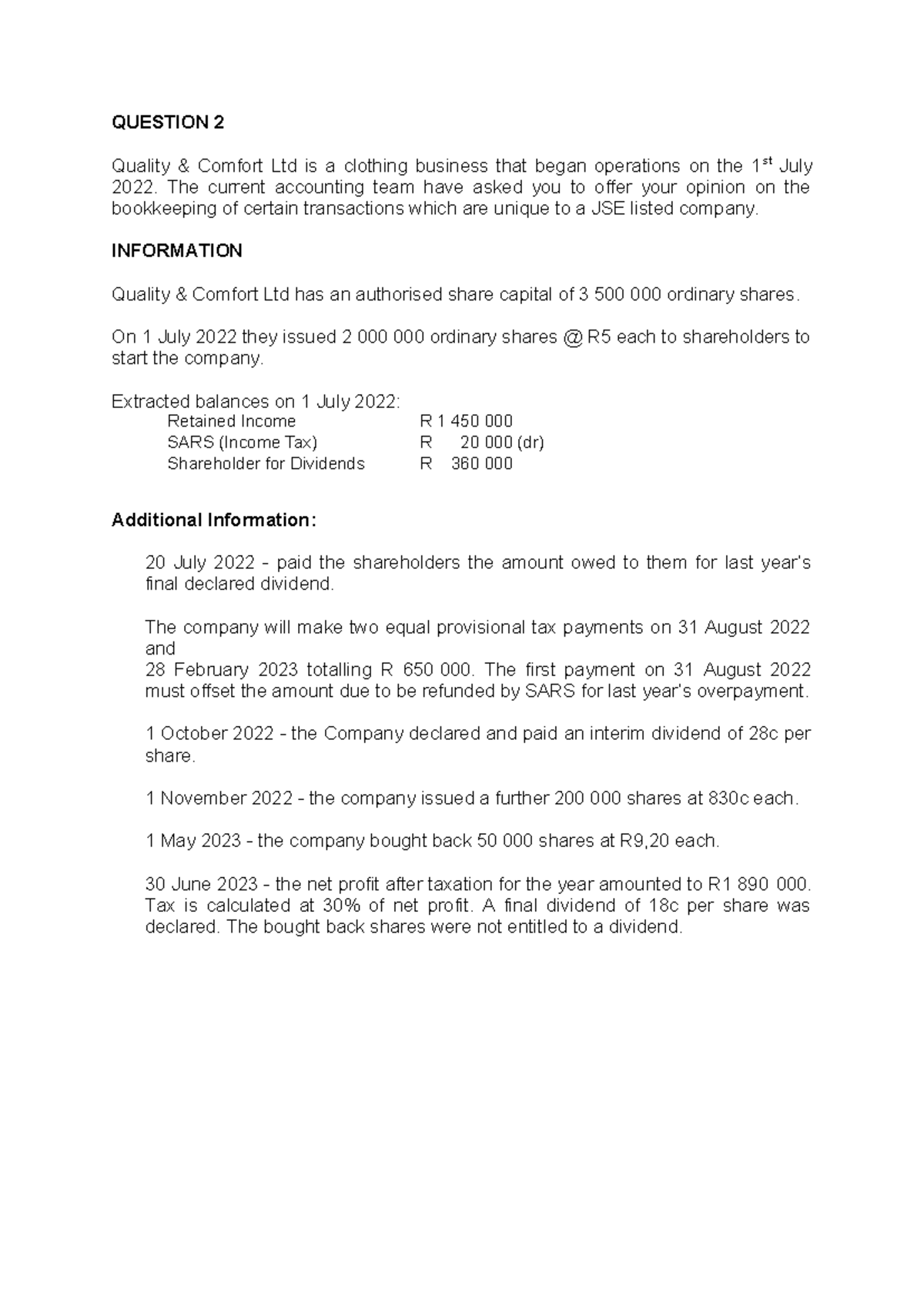 Question 2 - Companies ledger practice materials grade 12 - QUESTION 2 ...