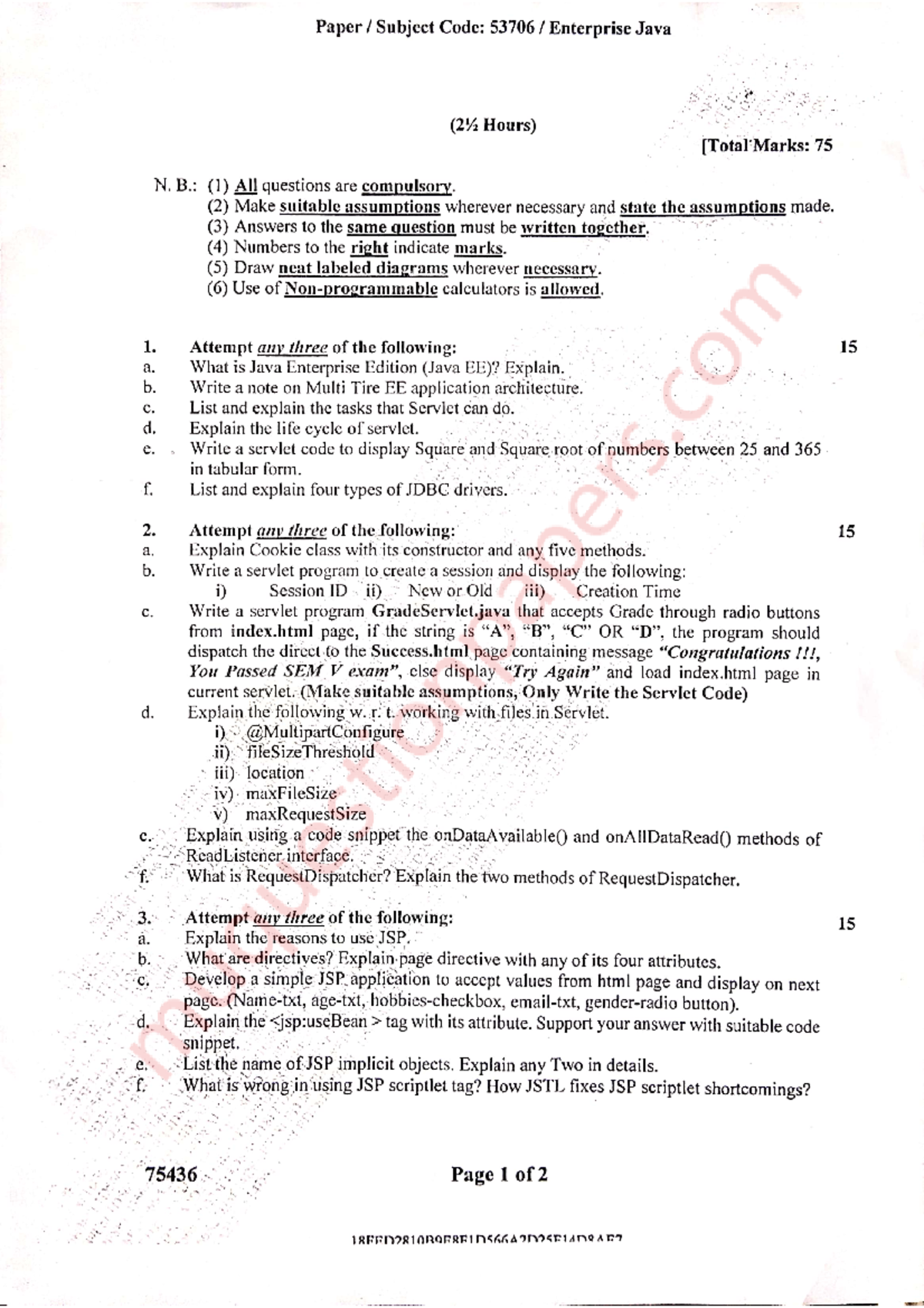Tybsc-IT SEM5 EJ NOV19 - Enterprise Java Question paper - B.Tech ...