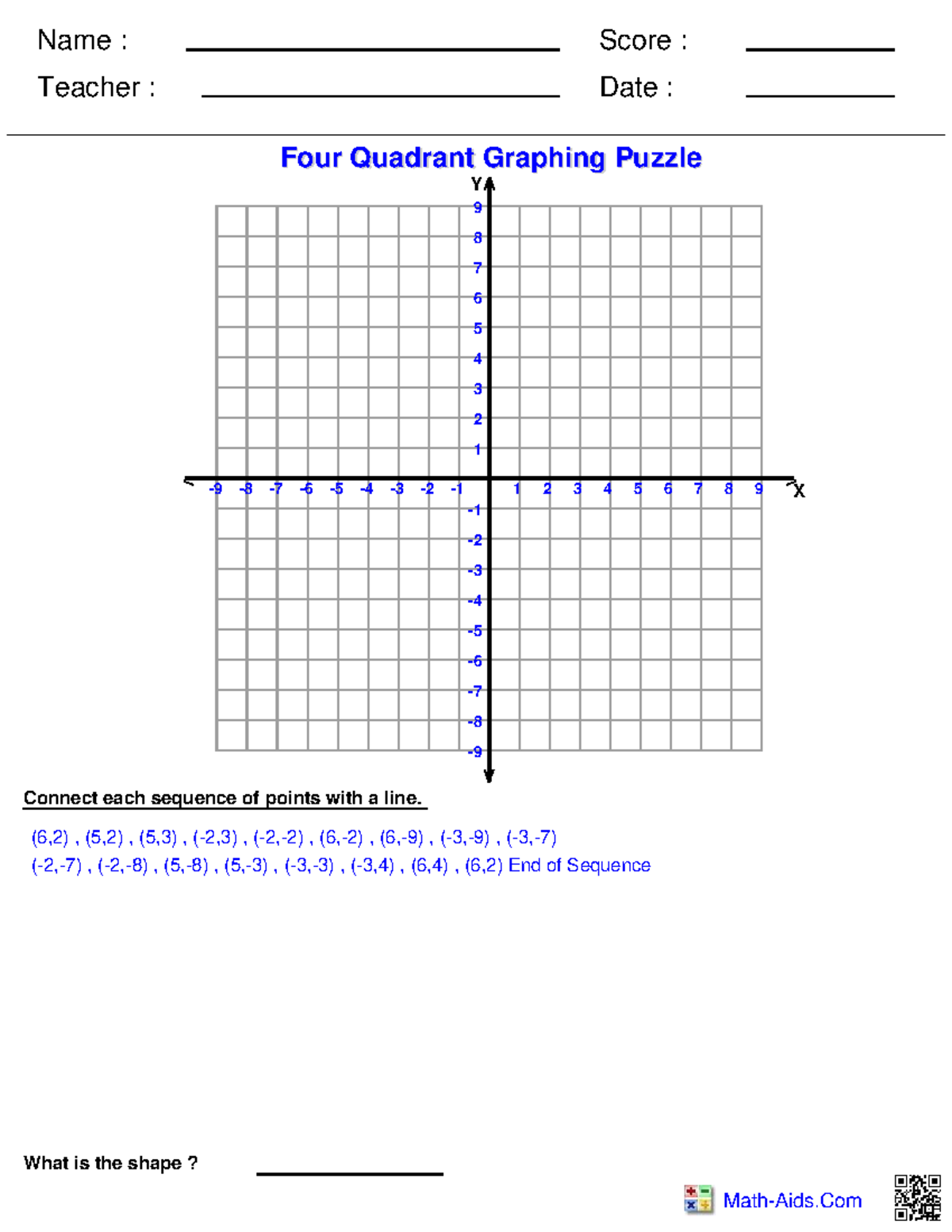 Graphing Four Quadrant Puzzle: YA 9 - Shape Analysis - Studocu
