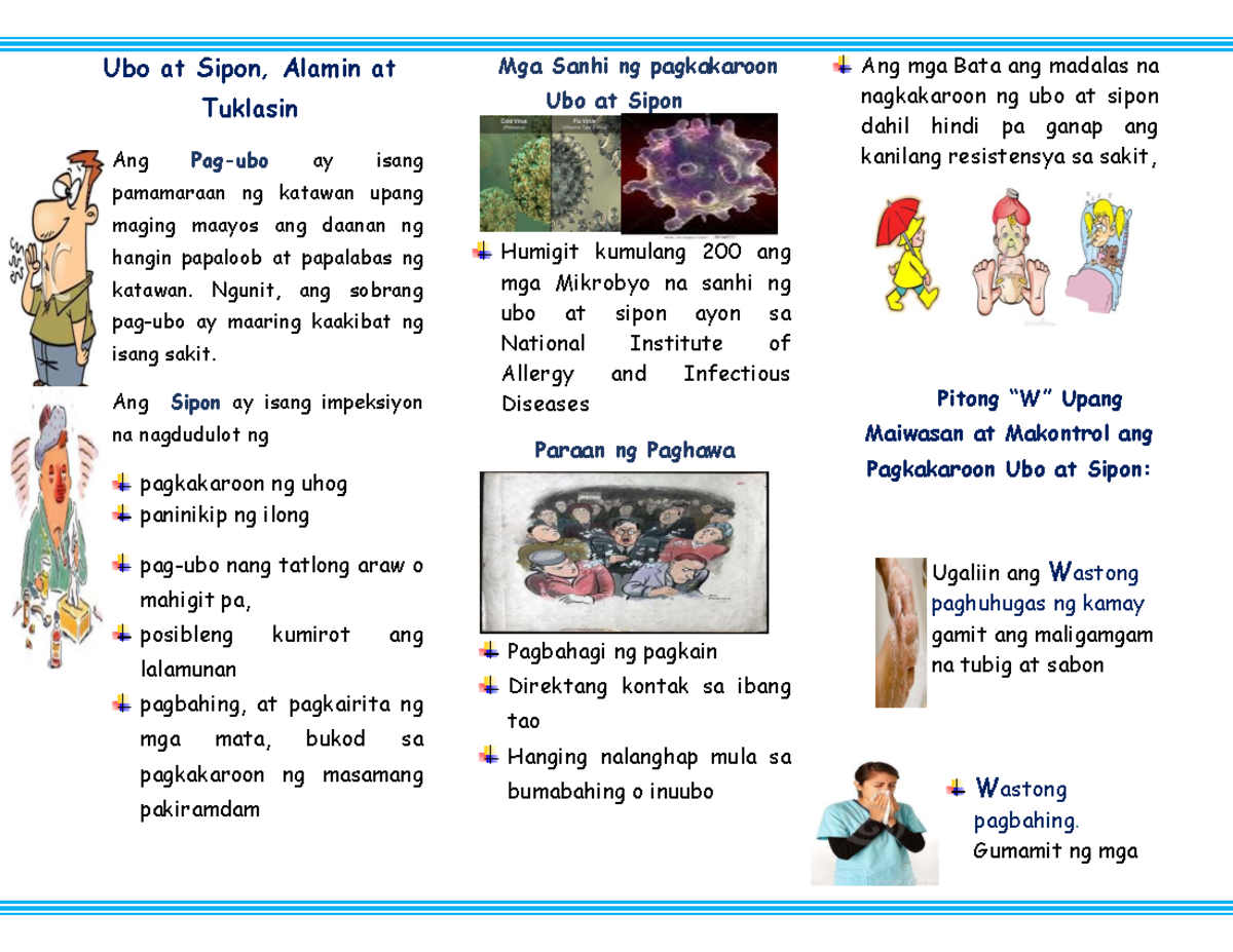 Ilide - pdf - Ubo at Sipon, Alamin at Tuklasin Ang Pag-ubo ay isang ...