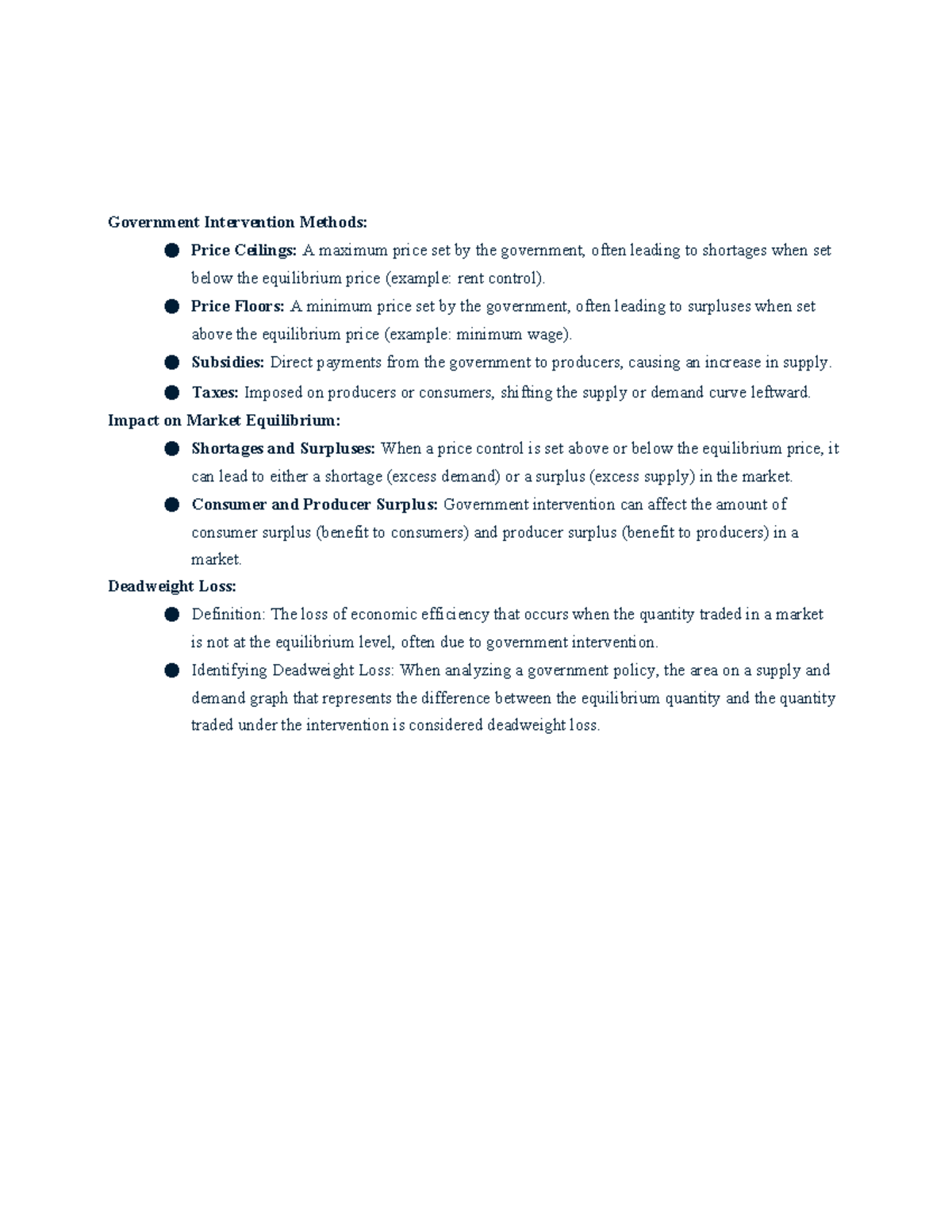 Microeconomics 2.8B Government Intervention Methods Notes - Studocu
