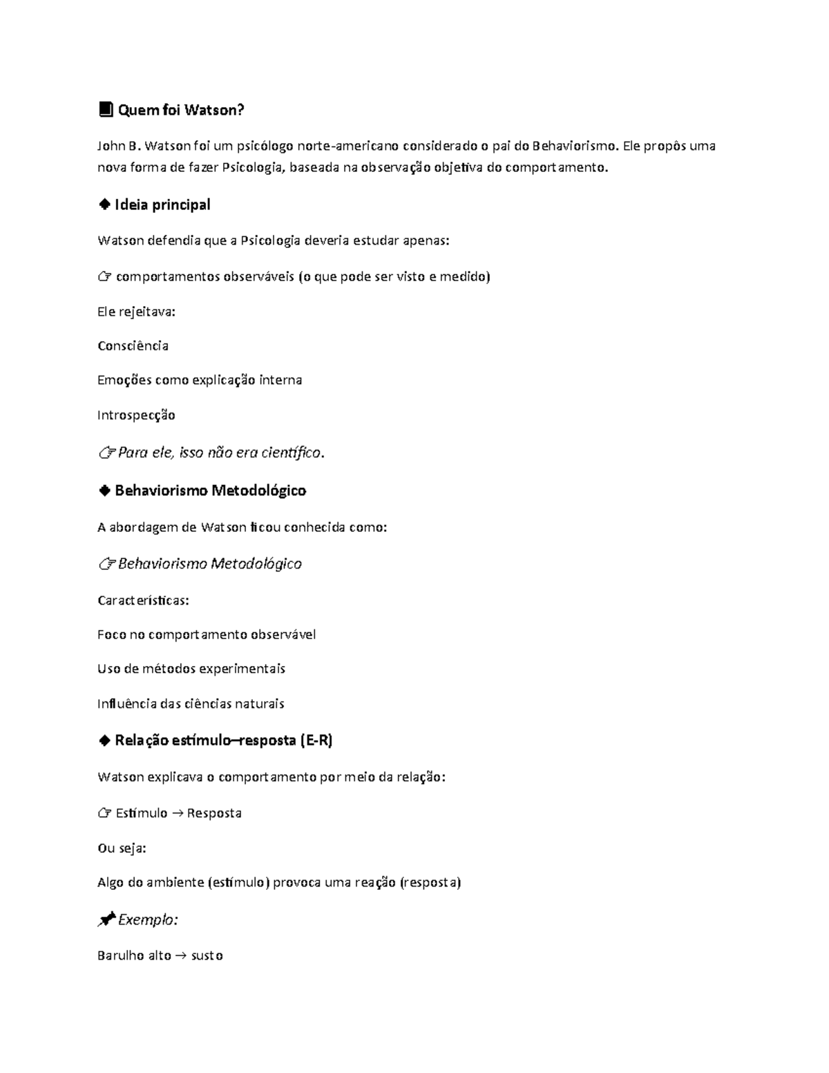 Resumo TSP - Anotações sobre Behaviorismo e Aprendizagem - Studocu