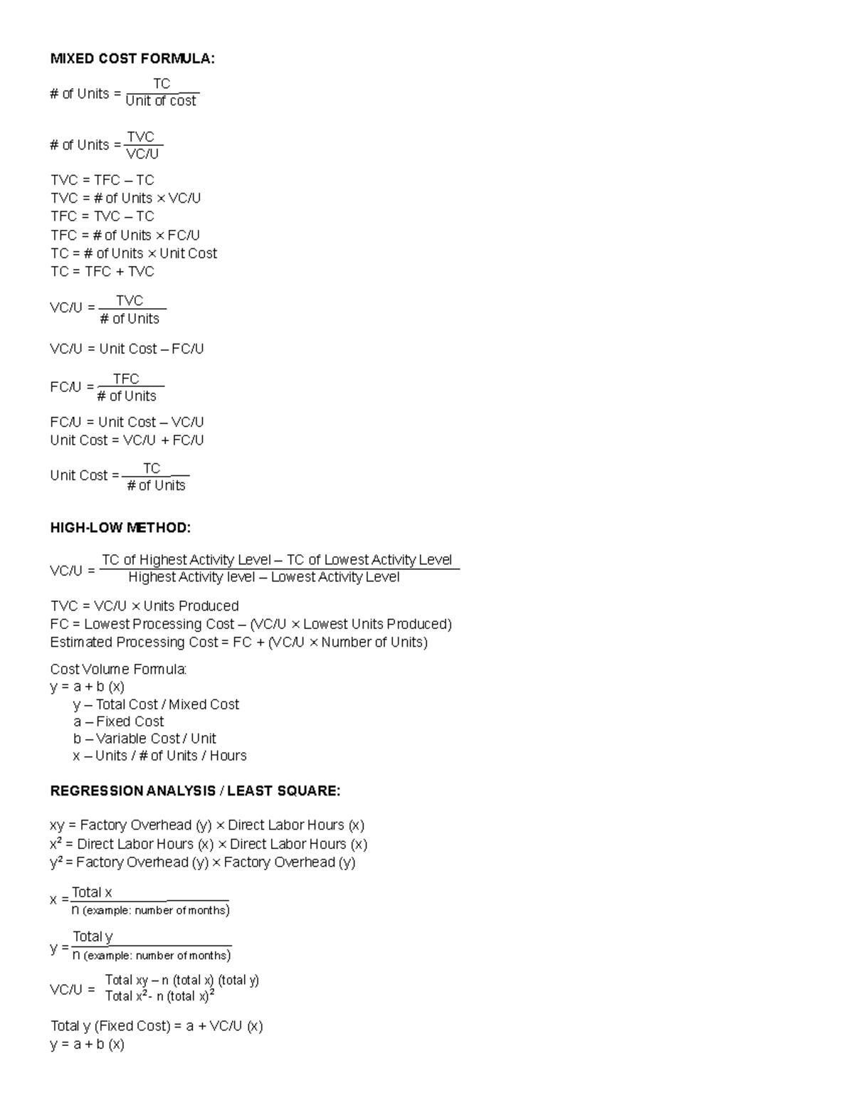 Mixed Cost Formula: Understanding TC, TFC, and TVC in Cost Analysis ...