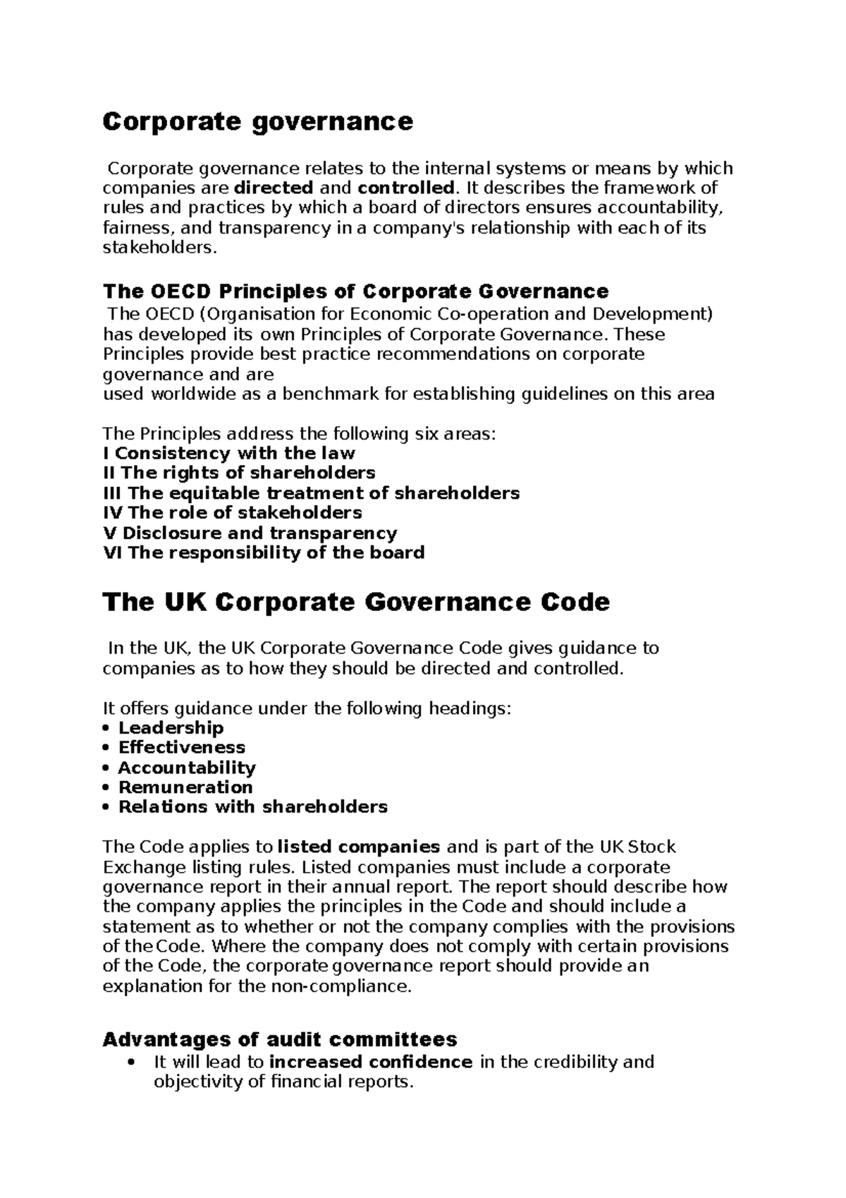 Chapter 3: Corporate Governance and Audit Committees Overview - Studocu