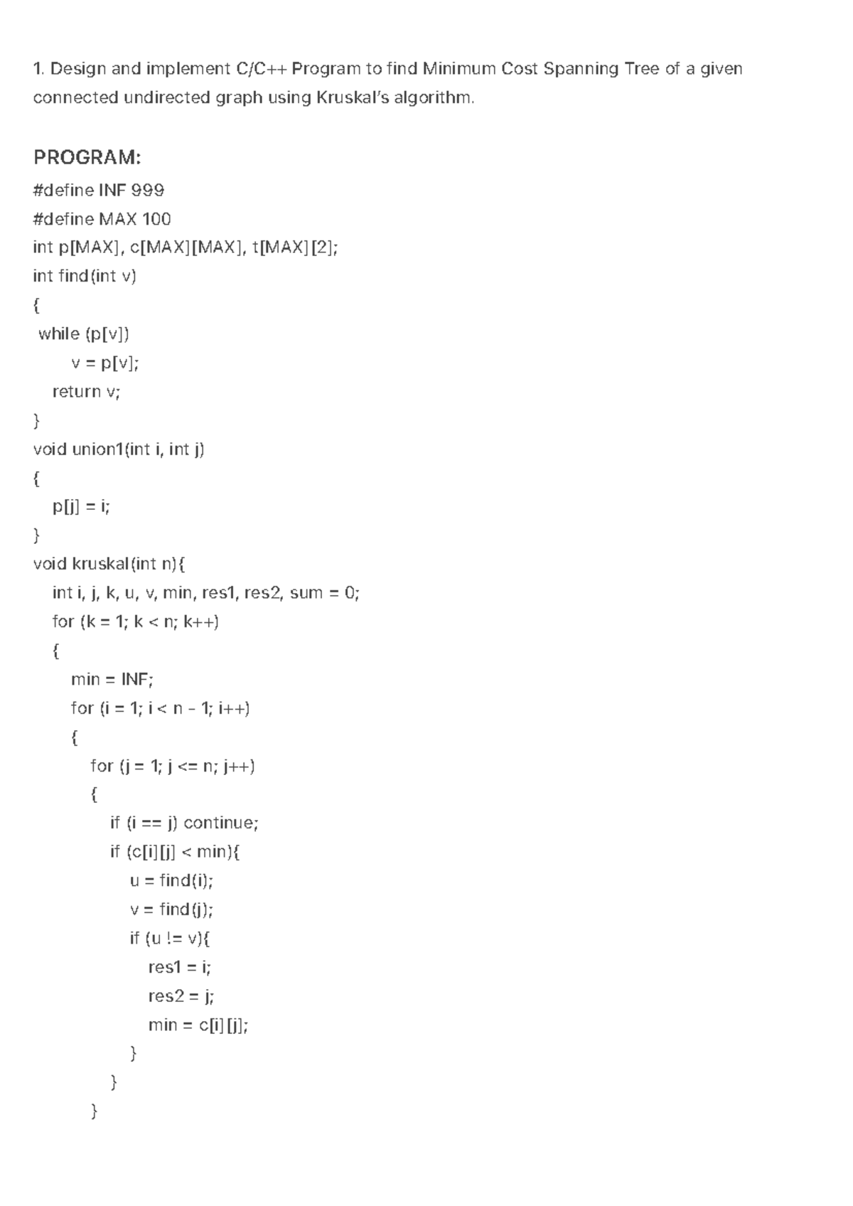 Design and Implement Programs for Graph Algorithms: INF 100 - Studocu