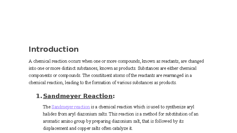 Important Name Reactions in Organic Chemistry (CHEM 101) - Studocu