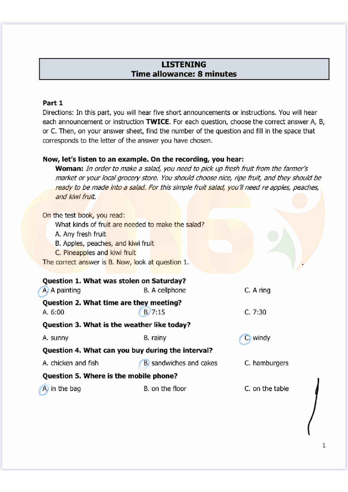 Test - Summary Cat on a Hot Tin Roof - LISTENING Time allowance: 8 ...