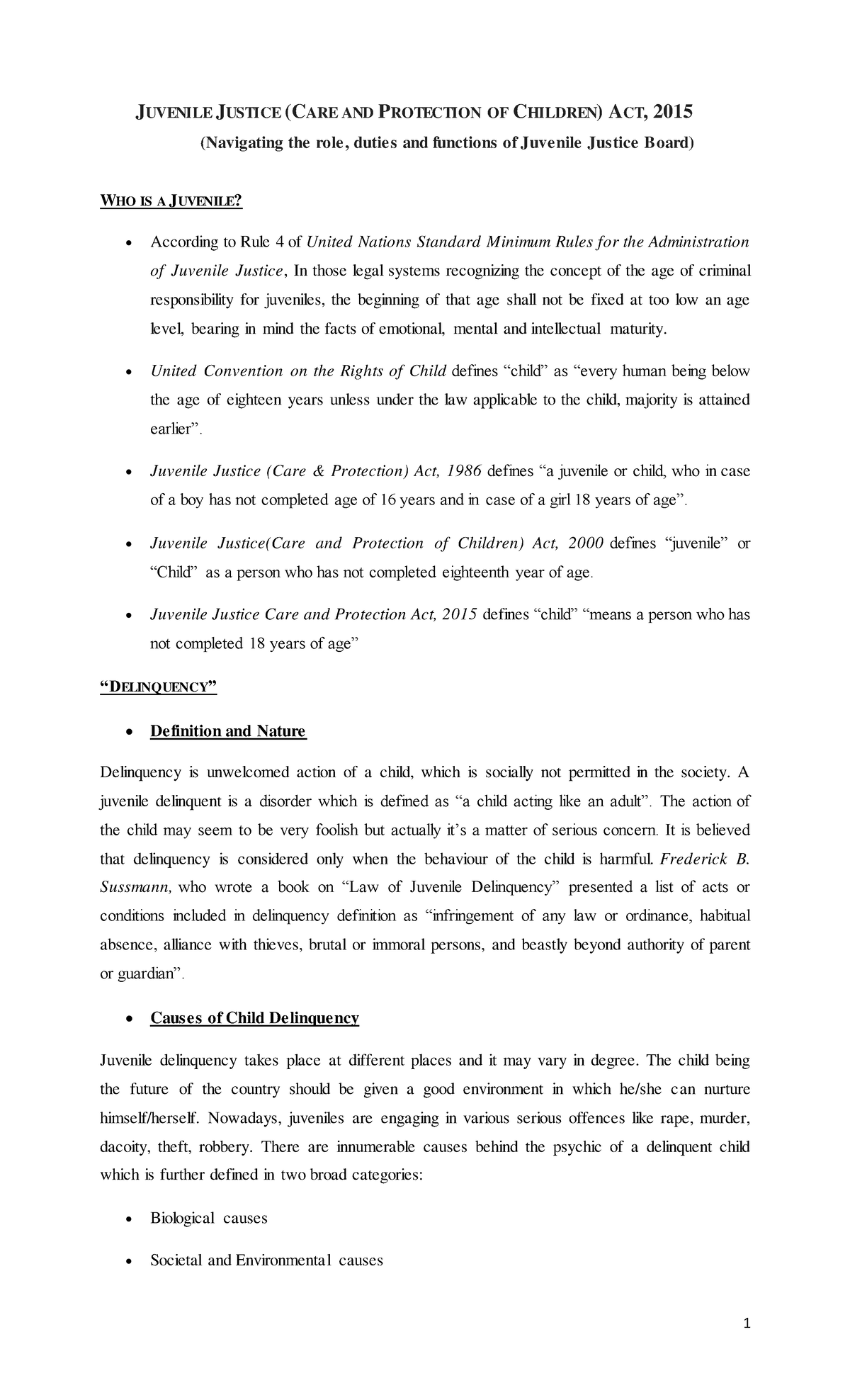 Juvenile Justice (Care and Protection) Act, 2015: Key Insights and ...