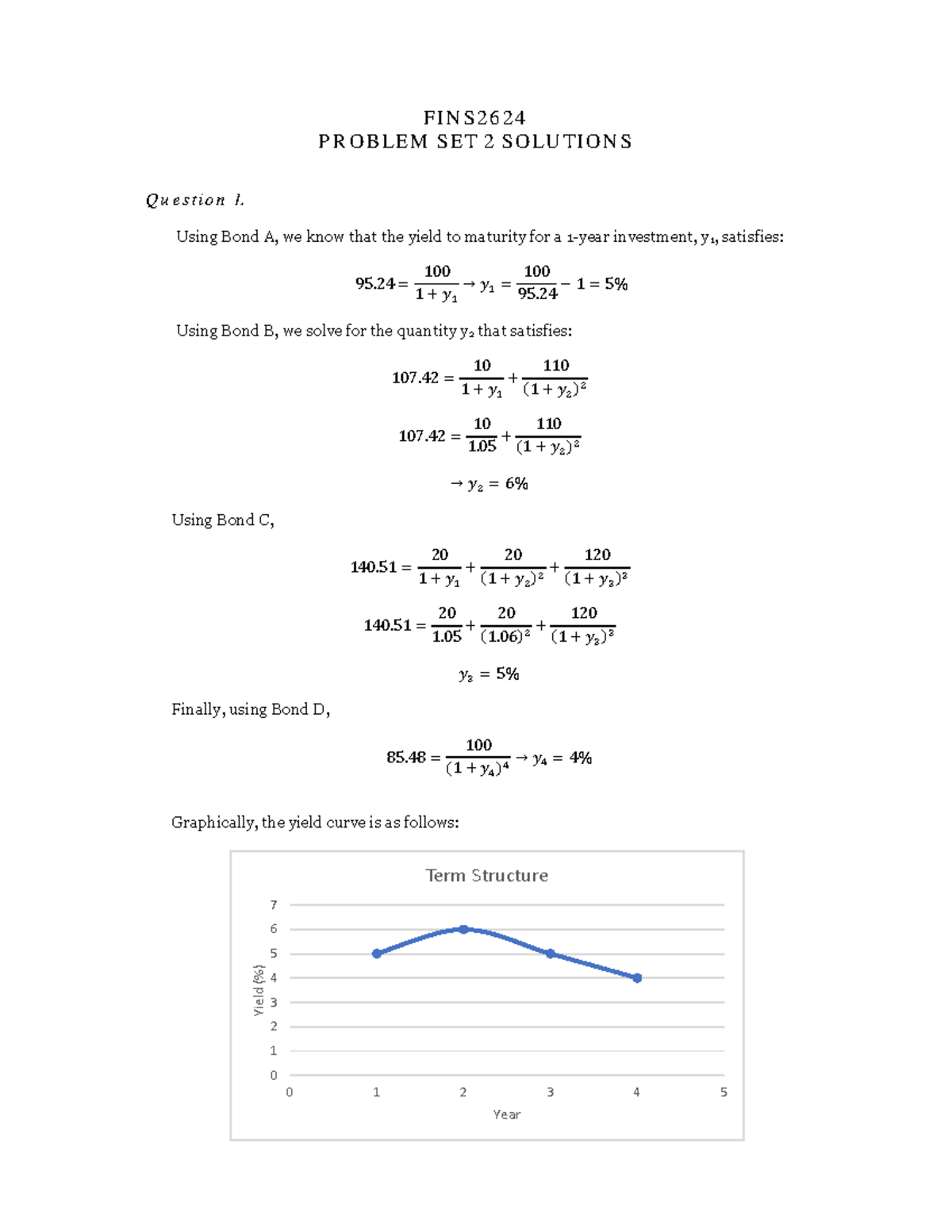 FINS 2624 Problem Set 2 Solutions - FIN S 2 6 2 4 P R OB LEM S ET 2 S ...