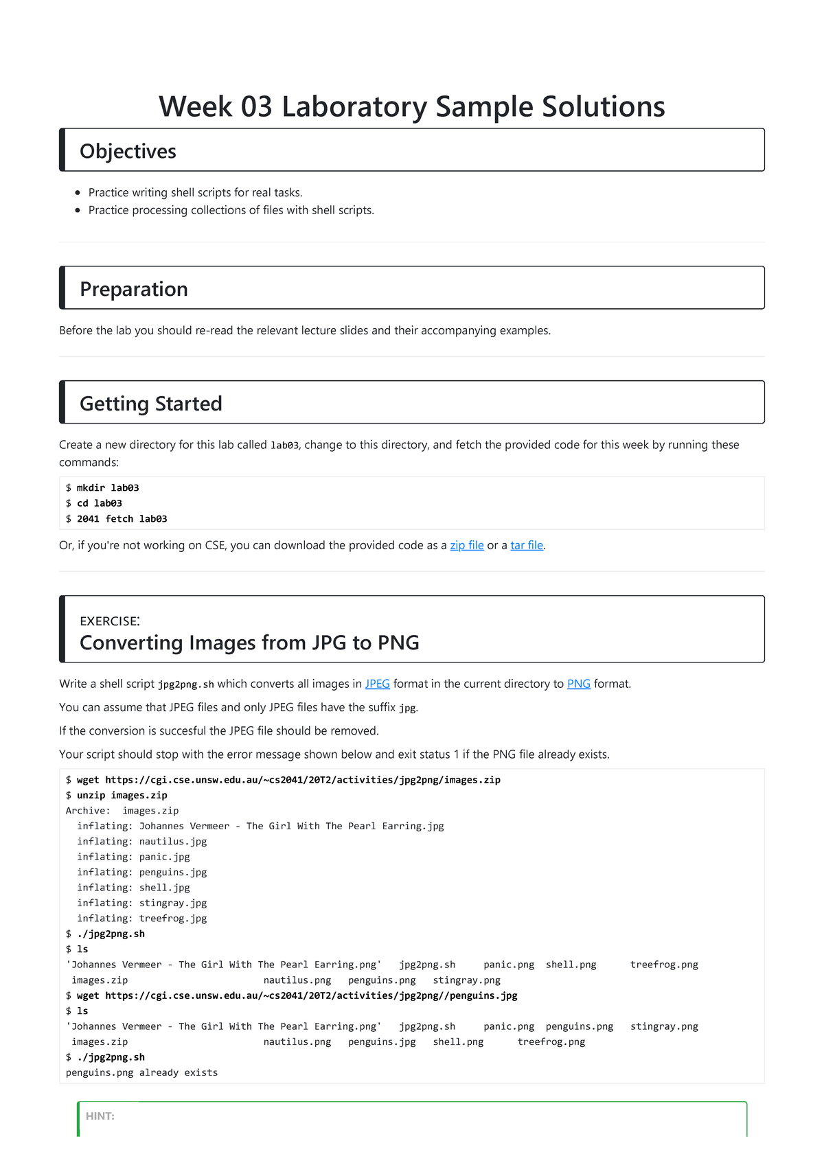 COMP2041 20T2 — Week 03 Laboratory Sample Solutions - Week 03 Laboratory Sample Solutions ...