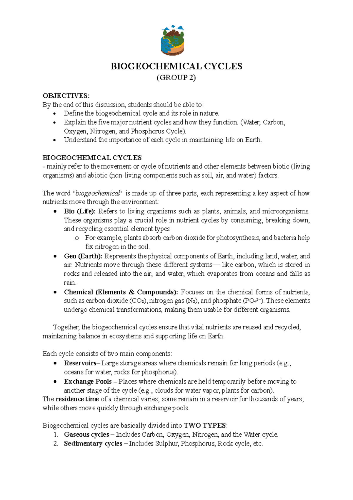 Biogeochemical Cycles Overview: Water, Carbon, Nitrogen, and More ...