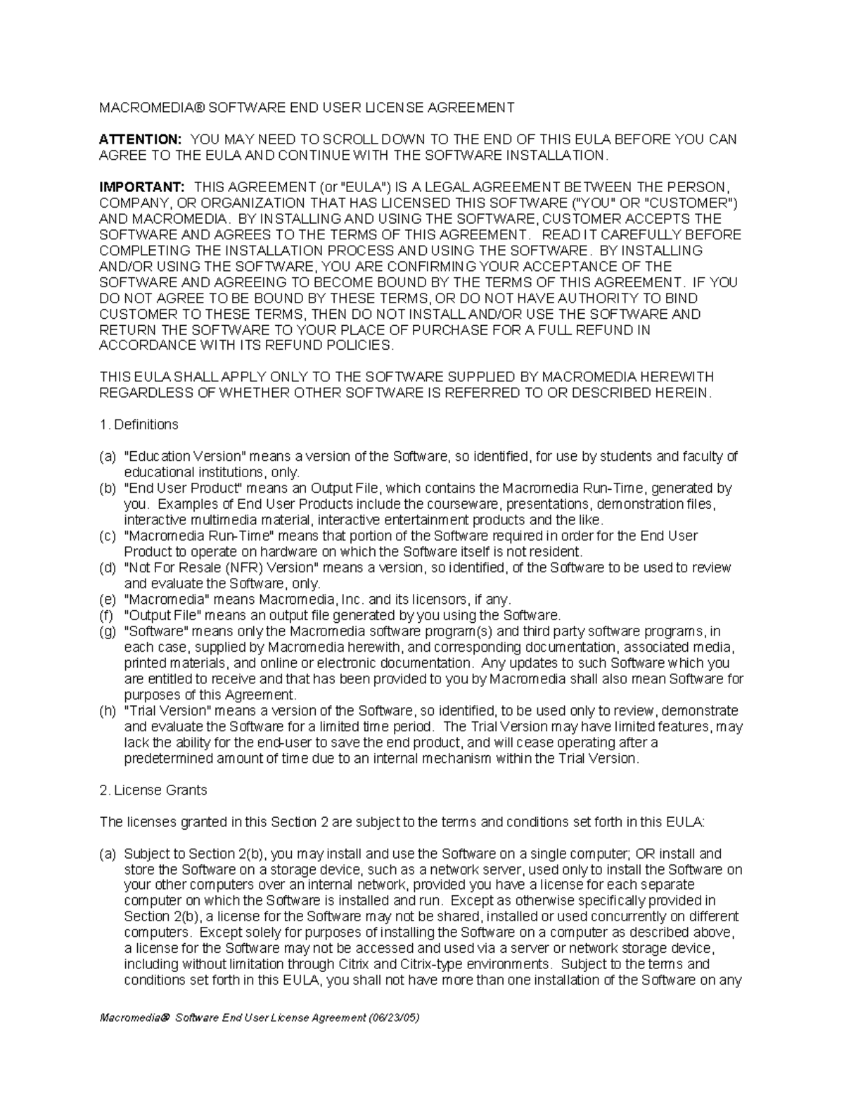 Emergency - ssssssssssssssssss - MACROMEDIA® SOFTWARE END USER LICENSE ...