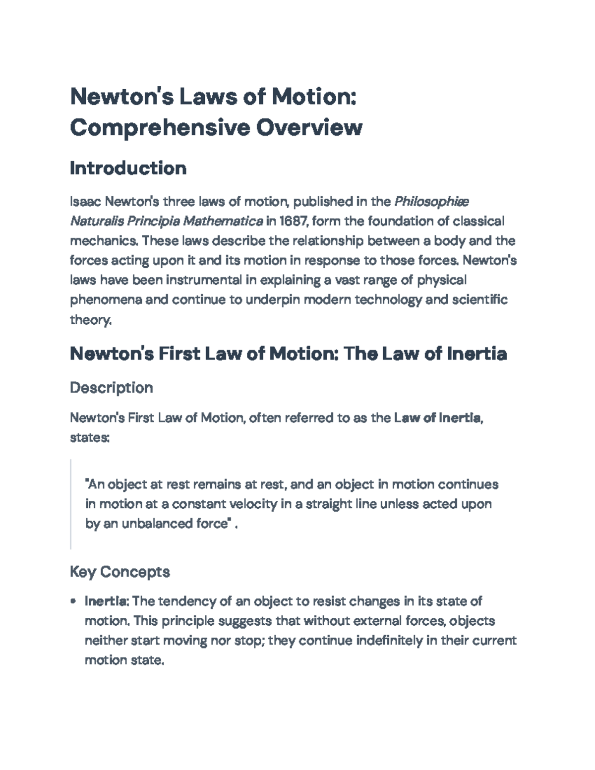 Newton's Laws of Motion: A Comprehensive Overview for Physics Class ...