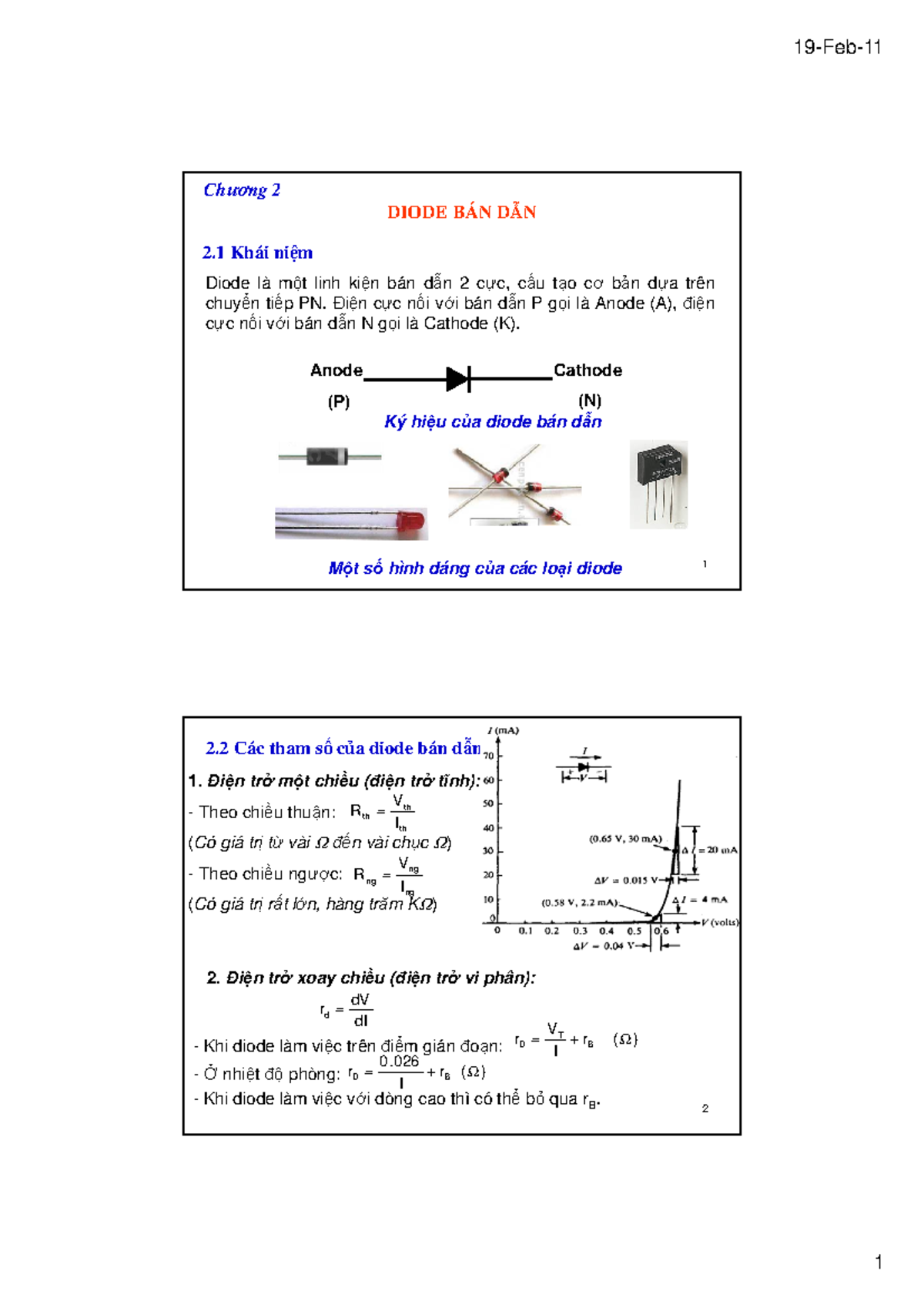 KTDT-C2-Diode - ádasdasd - Ch ng 2 DIODE BÁN D N Diode là m t linh ki n bán d n 2 c c, c u t o ...