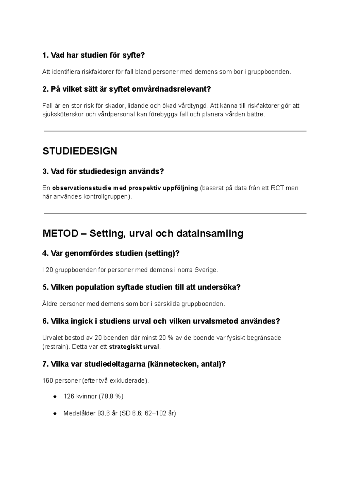 Riskfaktorer för fall bland personer med demens i gruppboenden - Termin ...