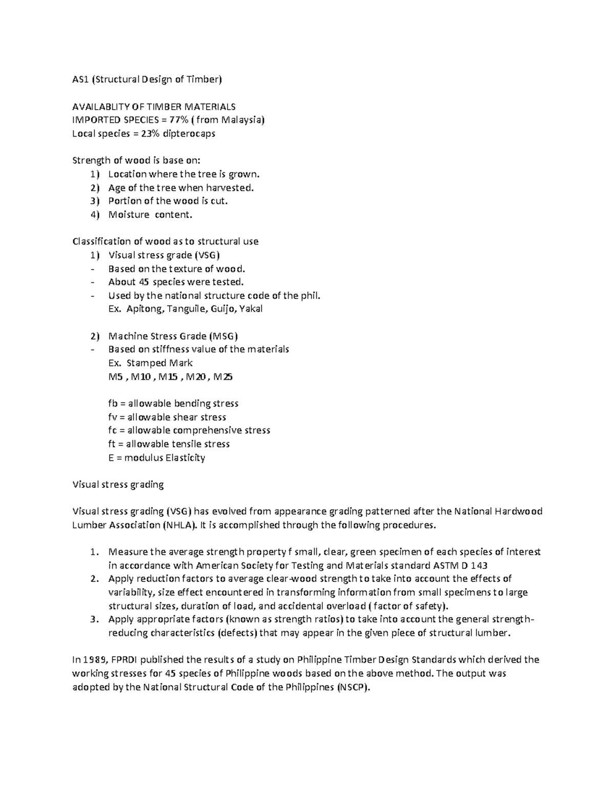 Timber - Lecture notes 1 - AS1 (Structural Design of Timber ...