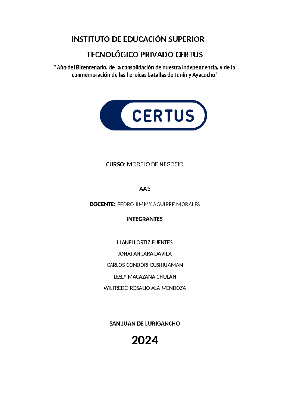 AAA3 modelo de negocio 1 - INSTITUTO DE EDUCACIÓN SUPERIOR TECNOLÓGICO ...