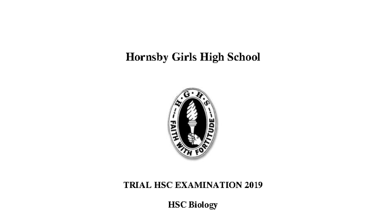 BIO 2019 Trial HSC Examination: Biology Booklet 1 - Studocu