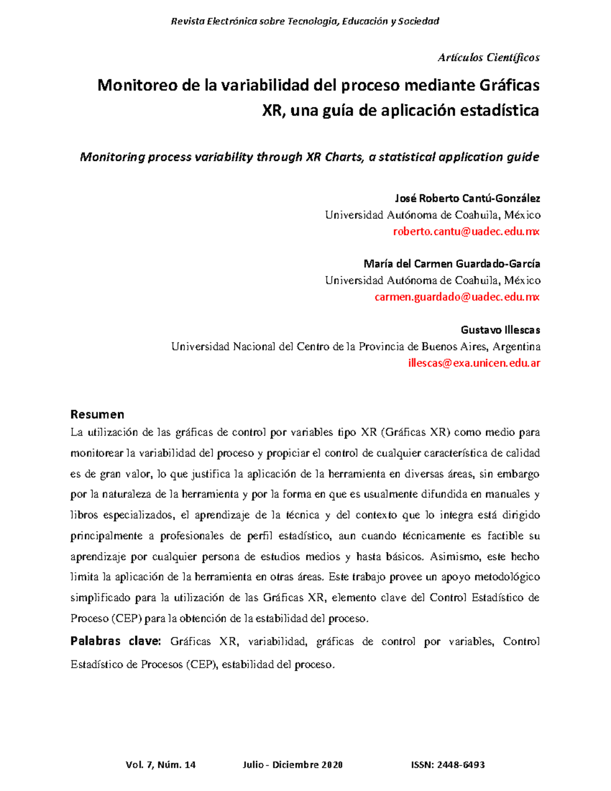 Guía Metodológica para el Monitoreo de Variabilidad con Gráficas XR ...