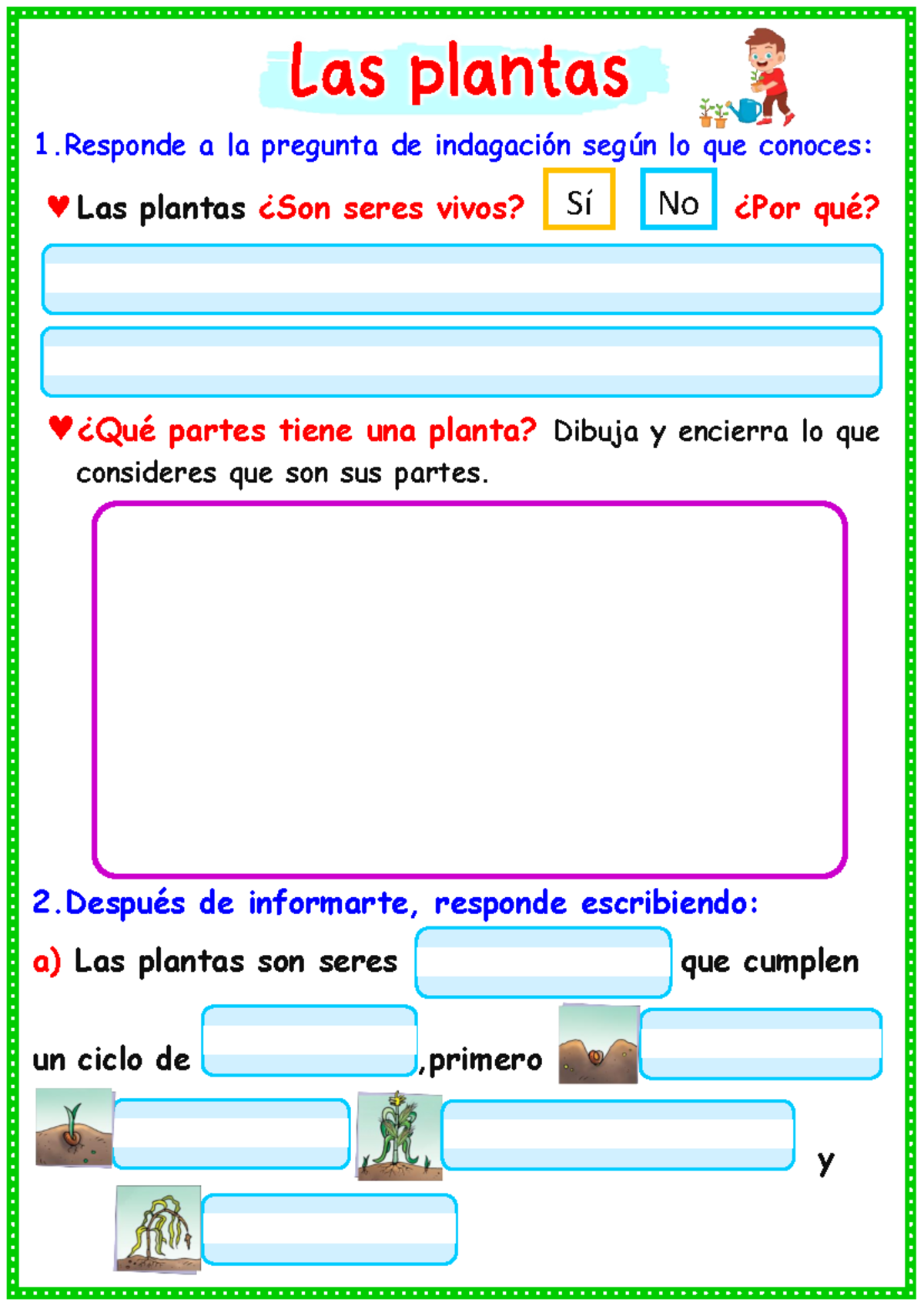 Ficha LAS Plantas: Seres Vivos y su Ciclo de Vida - Maestra Janet - Studocu