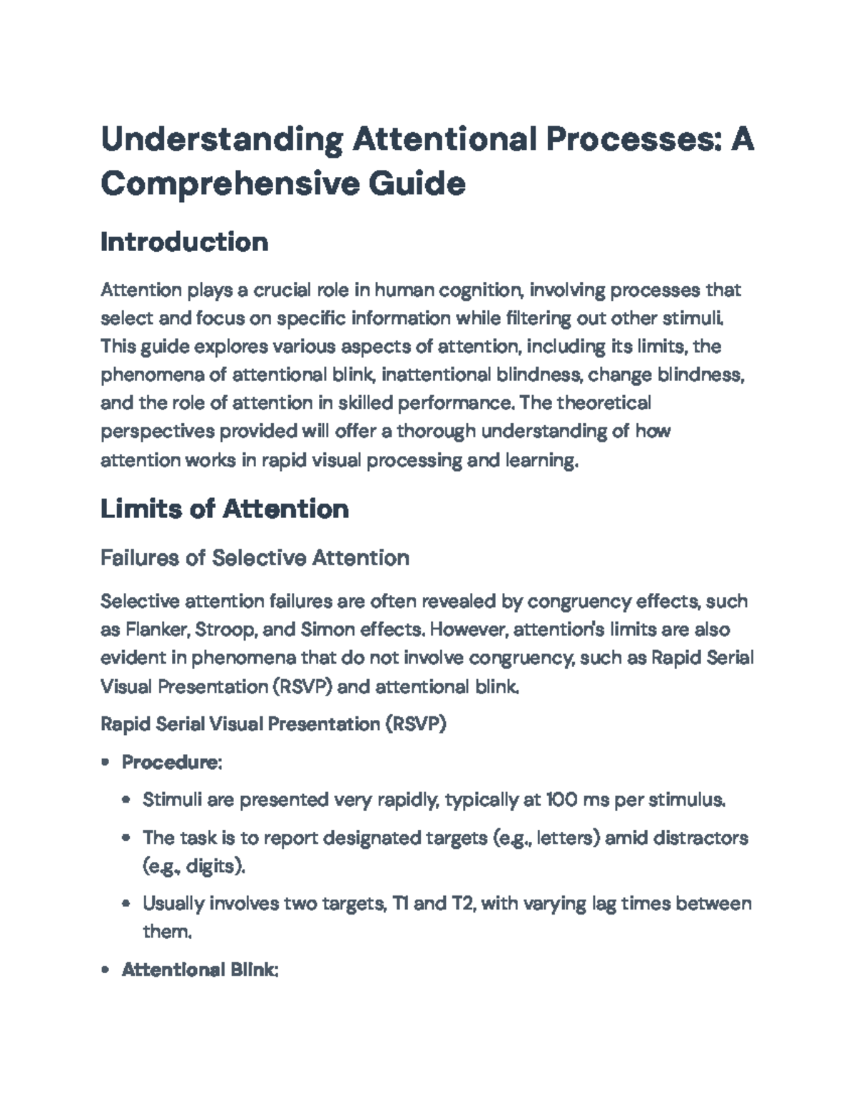 Understanding Attentional Processes: Theories and Phenomena in ...