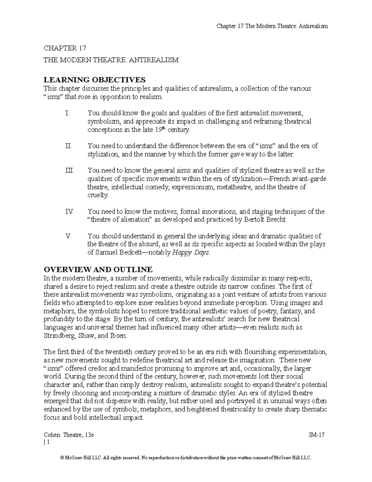 Chapter 17 Notes - Exploring Anti-Realism in Modern Theatre - Studocu