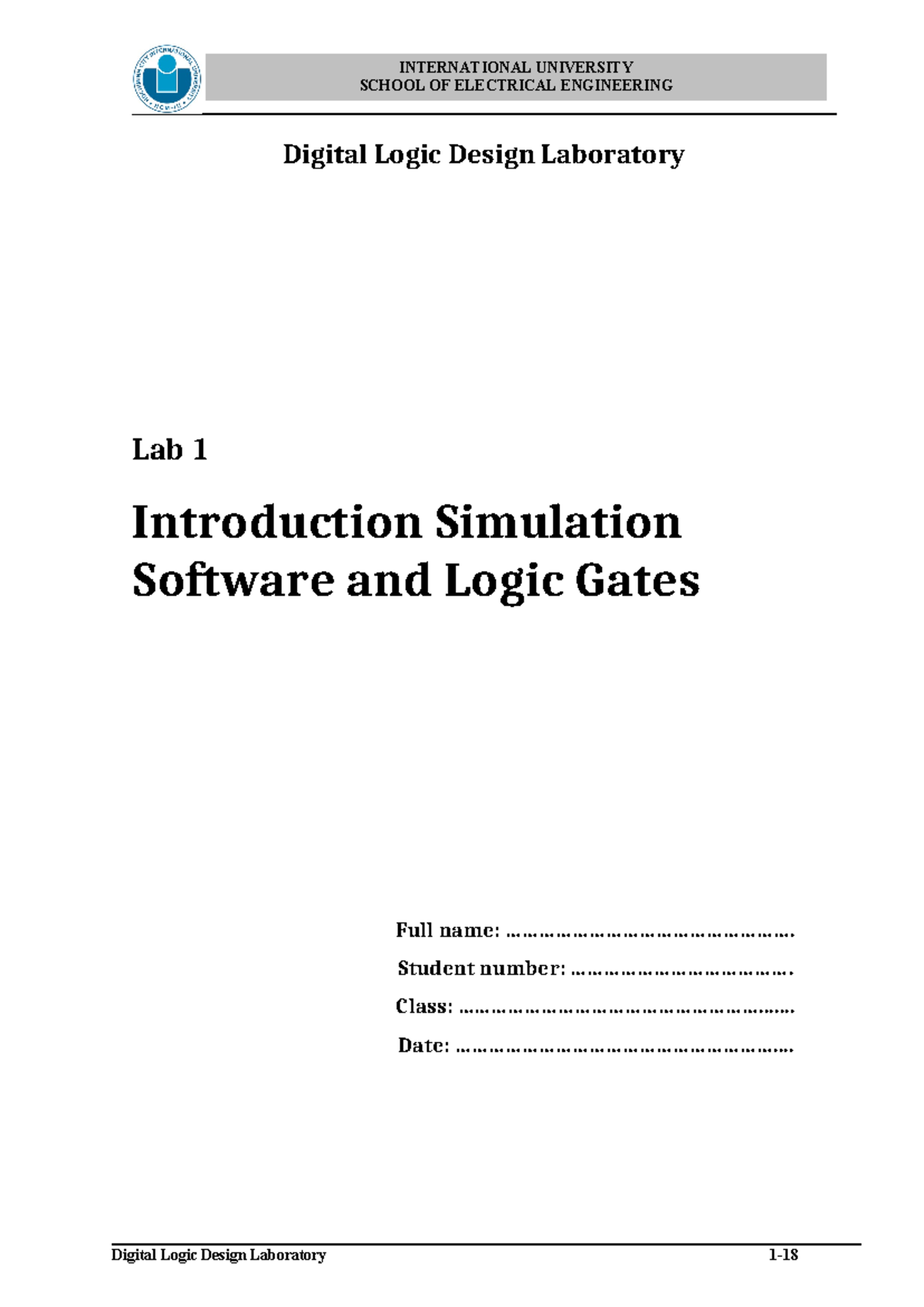 Digital Logic Design Lab 1: Simulation and Circuit Implementation - Studocu