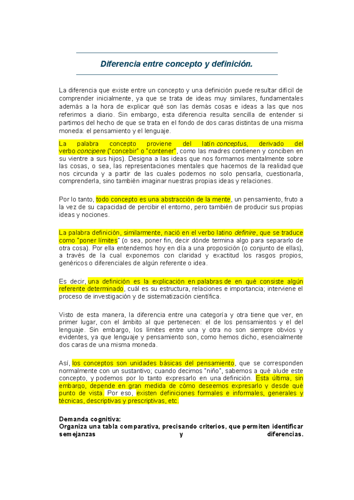 Diferencia entre concepto y definición - La diferencia que existe entre ...