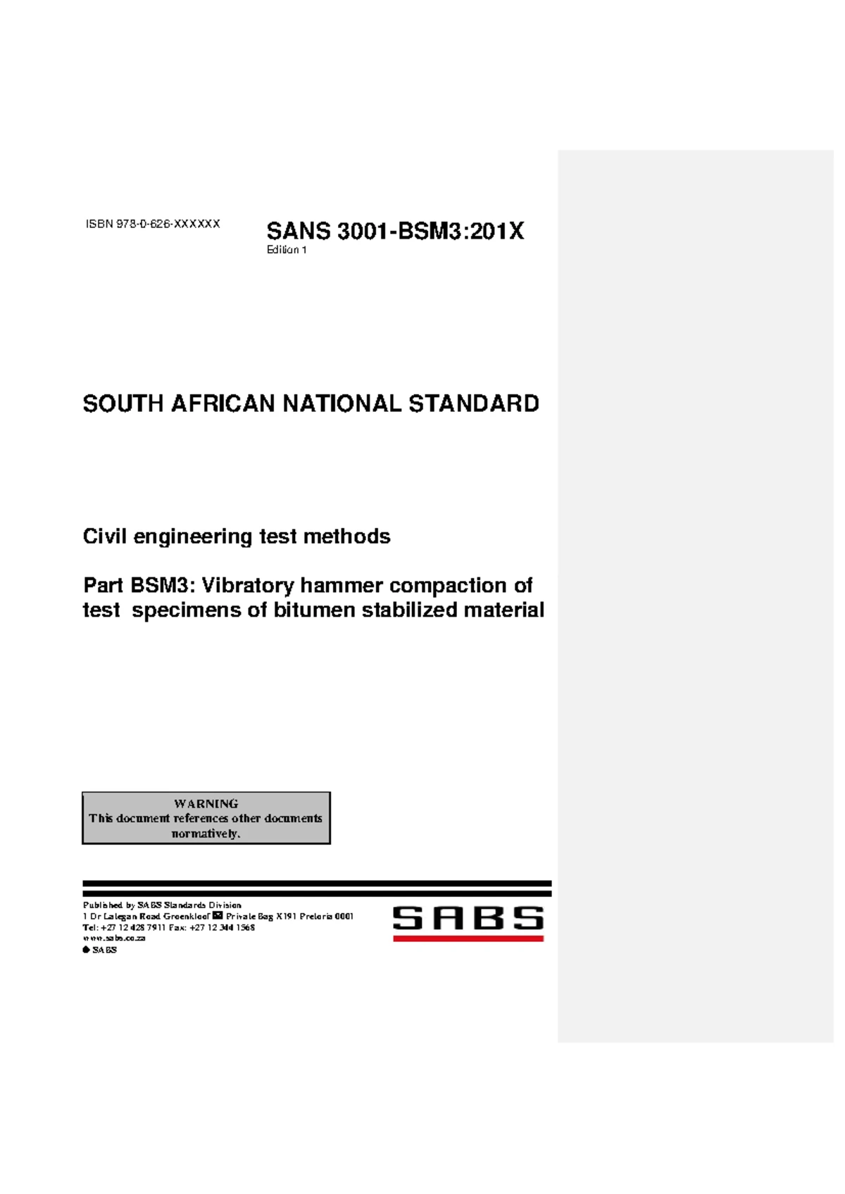 SANS1200A - SABS Standardized Specification for Civil Engineering ...