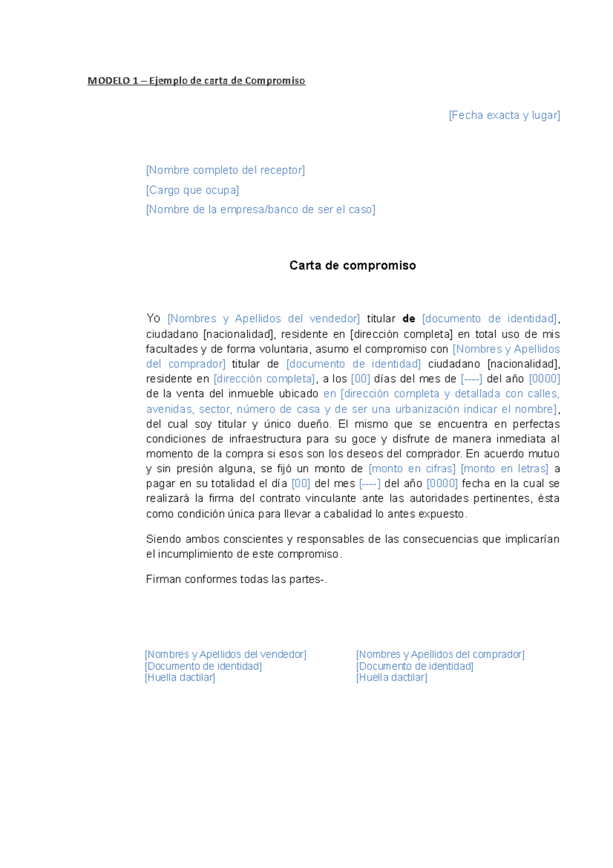 Ejemplo De Carta Compromiso Para Entregar Documentos Modelo De Informe