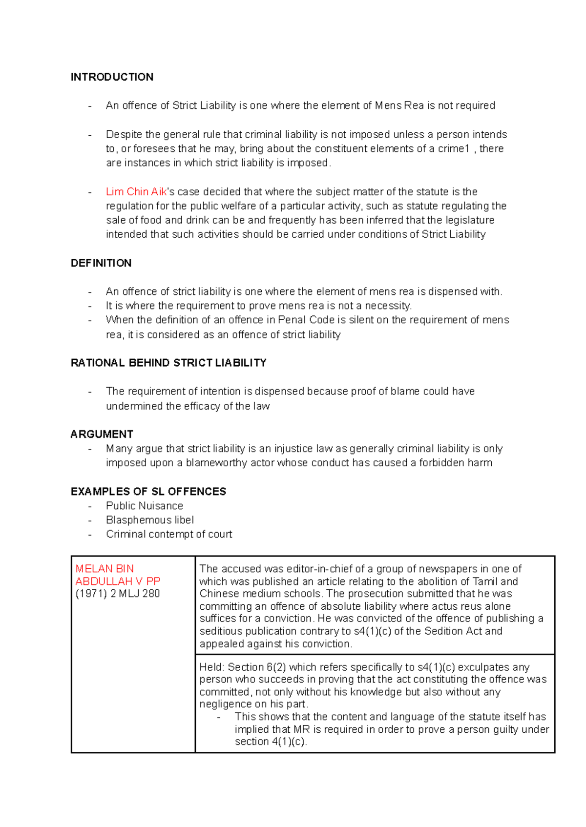 Strict Liability in Criminal Law - Comprehensive Notes for Law 101 ...