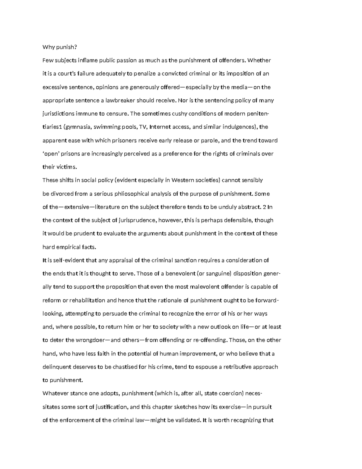 Justifying Punishment: A Philosophical Analysis of Sentencing - Studocu