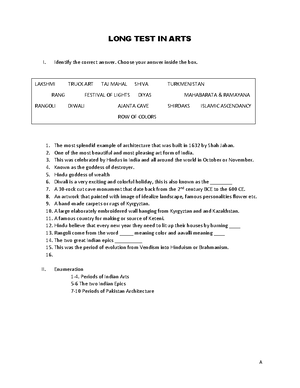 Long test in intentional injuries - I. Identify the correct answer ...