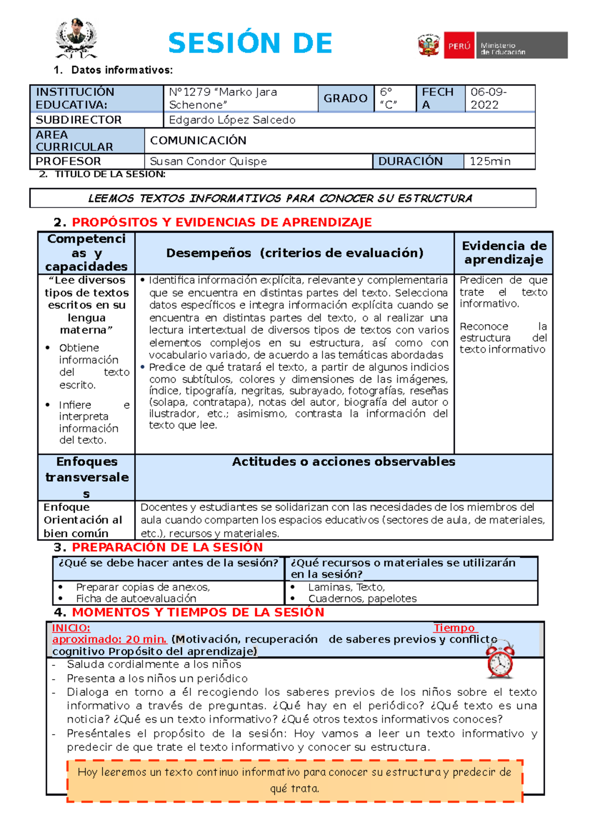 Sesión 06-09: Comprendiendo Estructuras de Textos Informativos - Studocu