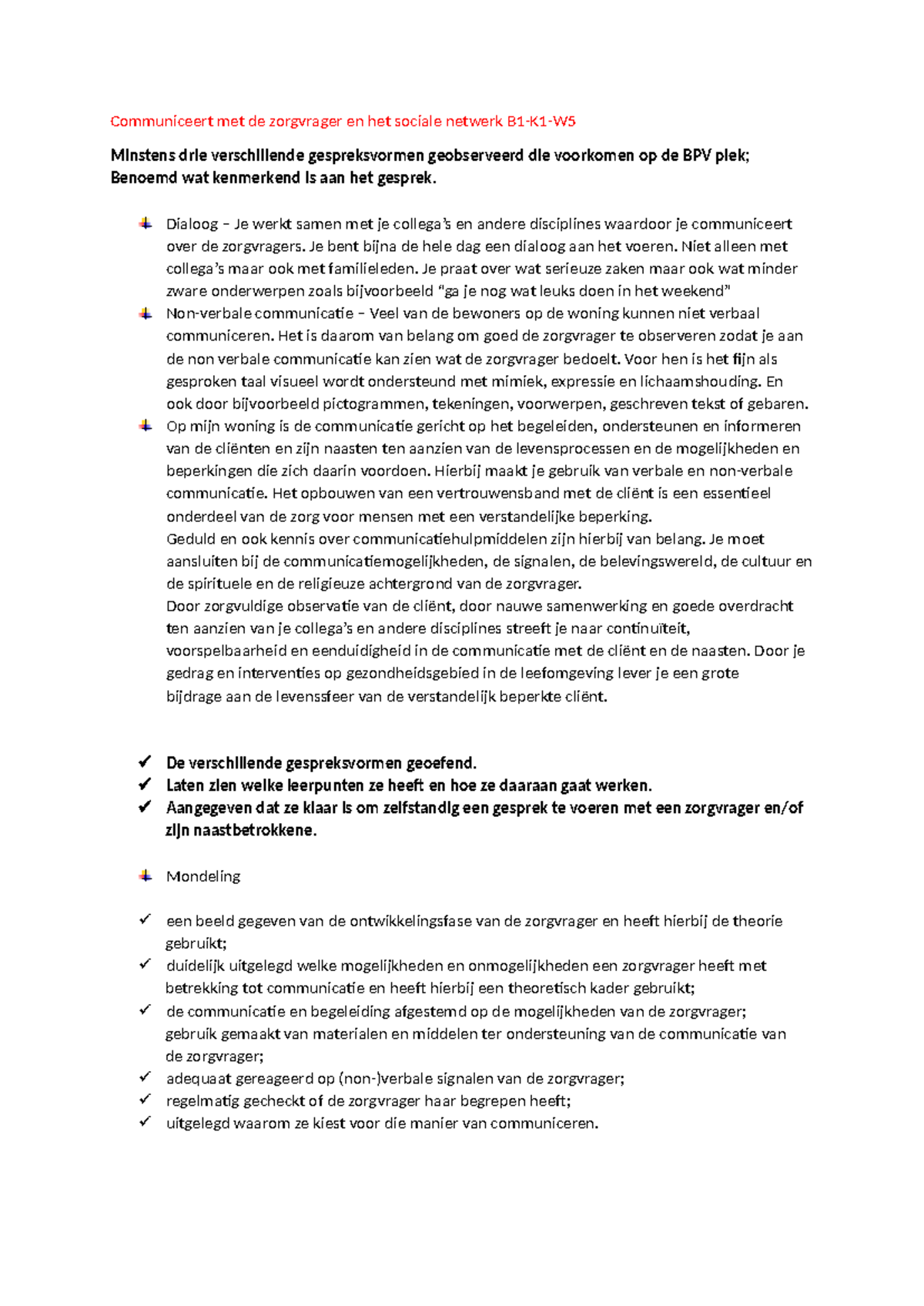 B1-K1-W5 Verslag: Observaties van Communicatie met Zorgvragers - Studeersnel