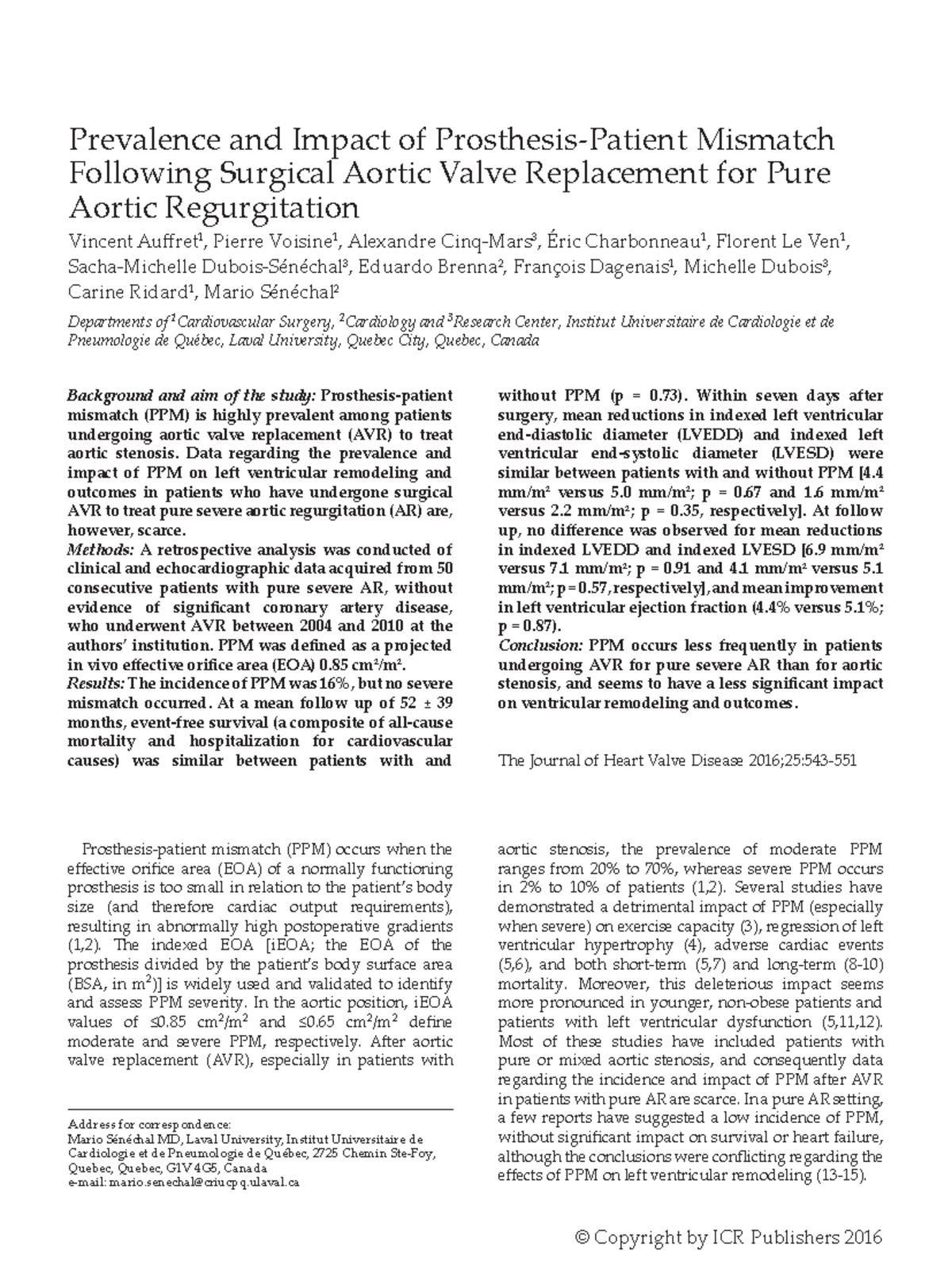 Prevalence and Impact of Prosthesis-Patient Mismatch Following Surgical ...