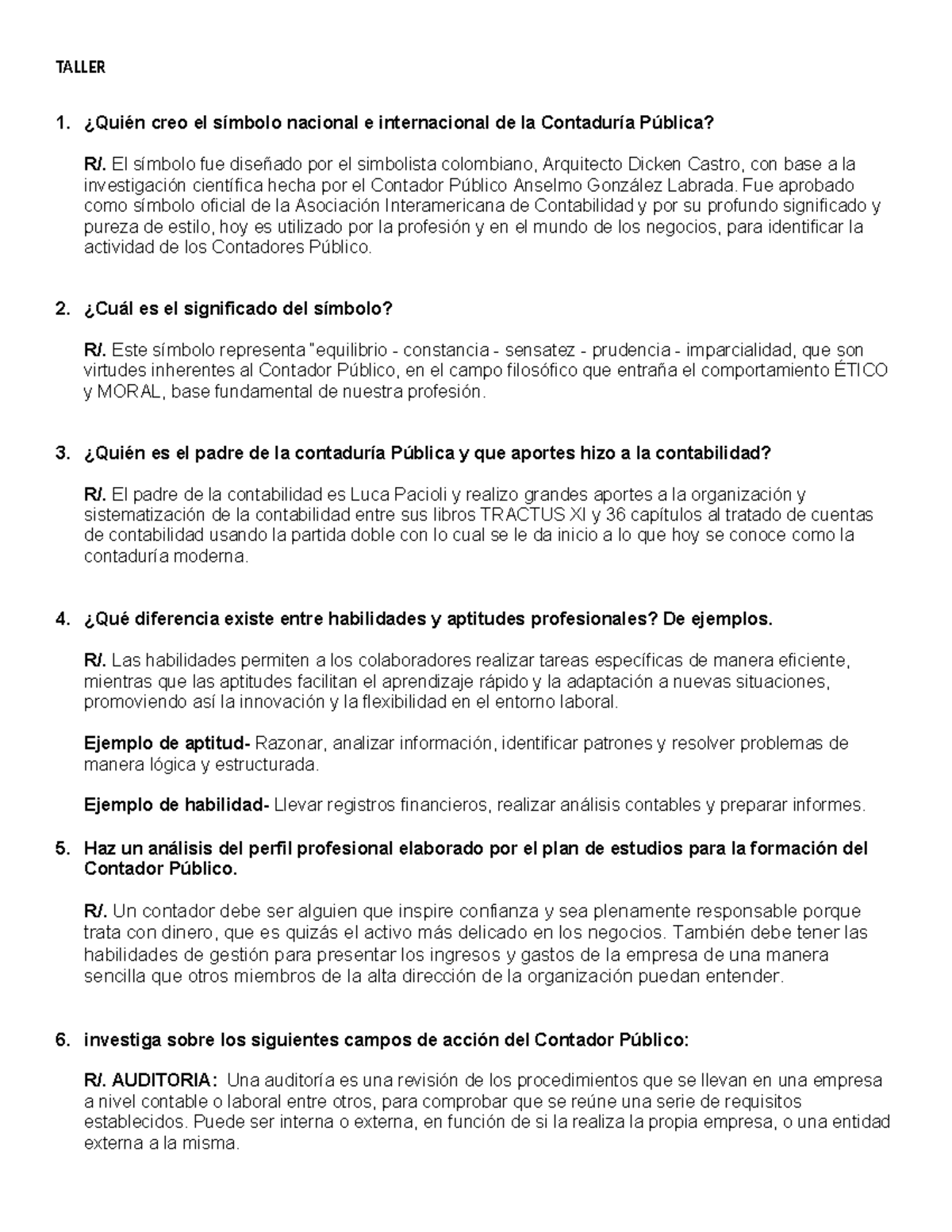 Taller - Significado del Símbolo en Contaduría Pública y sus ...
